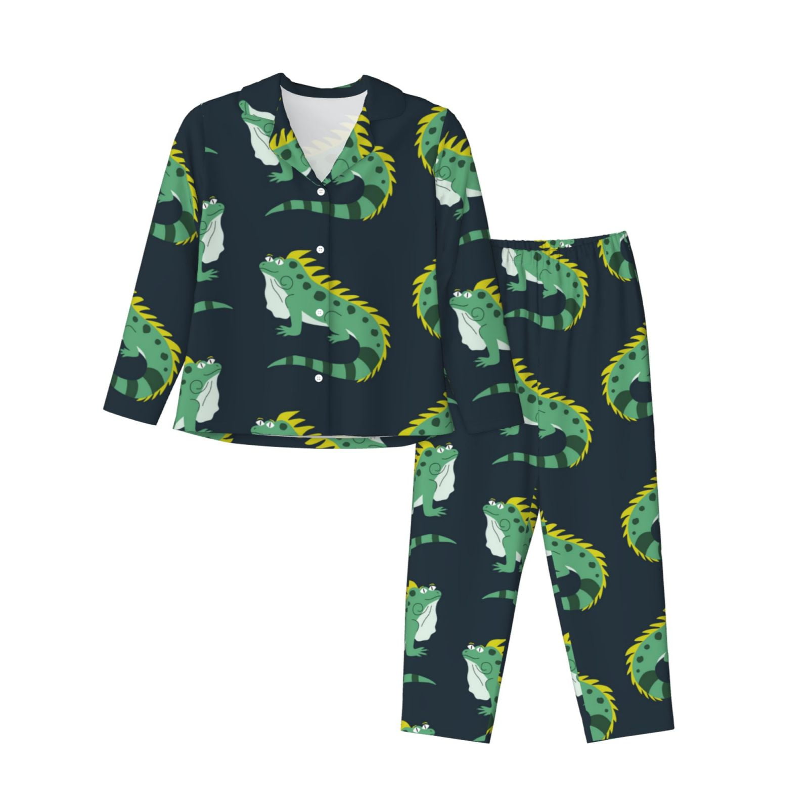 2 Piece Womens Pajama Sets - Funny Cute Lizard Green Soft Sleepwear ...