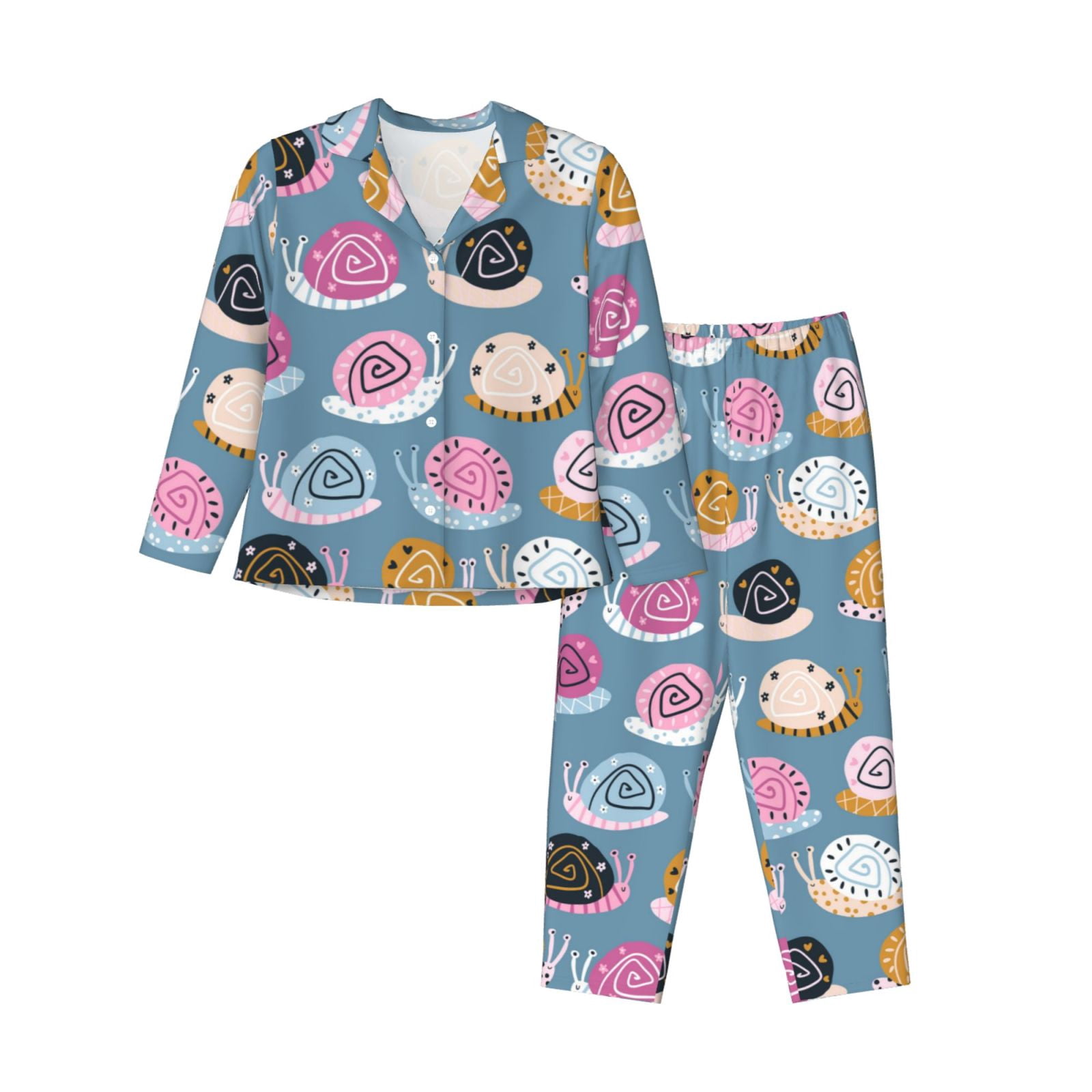 2 Piece Womens Pajama Sets - Funny Doodle Snails Soft Sleepwear Comfy ...