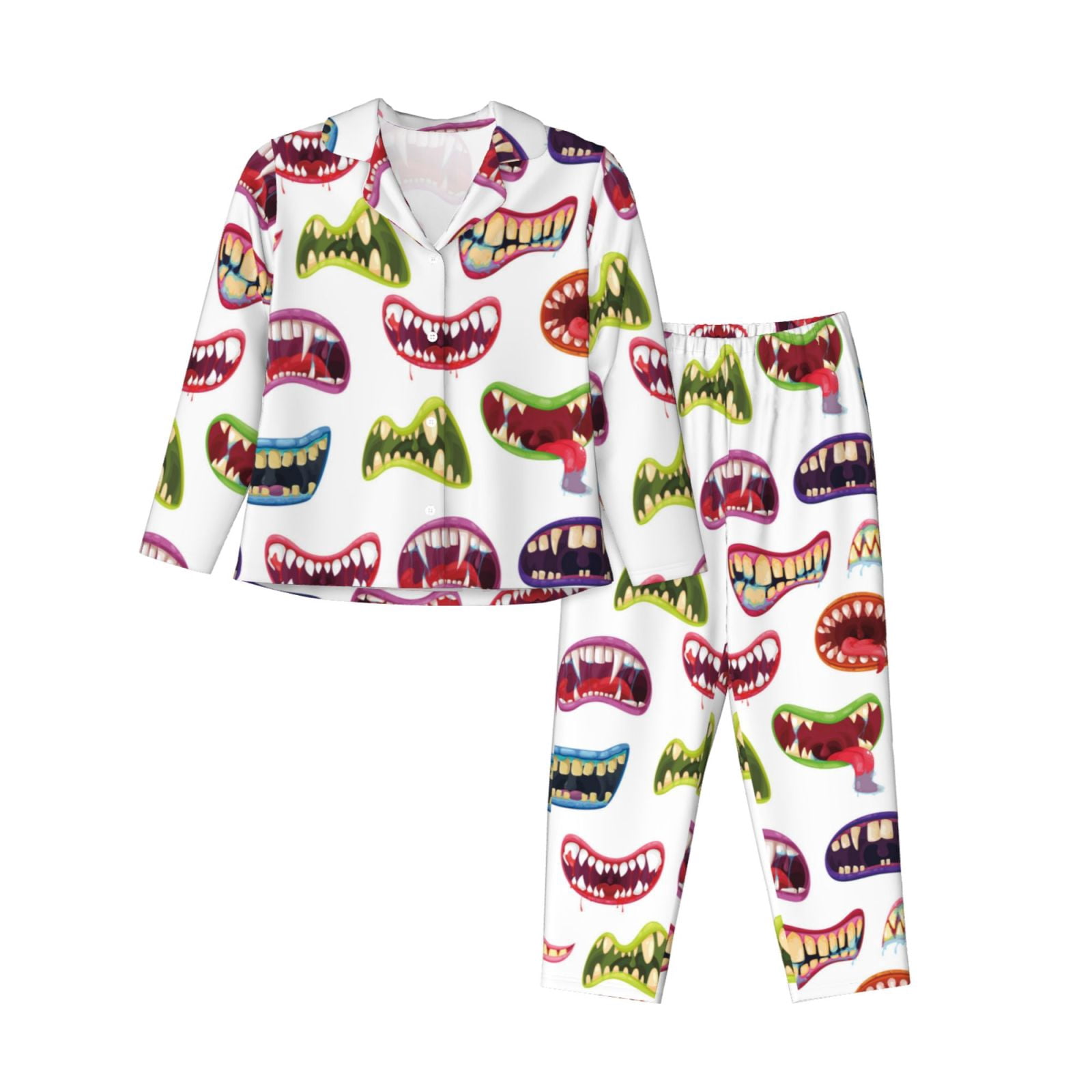 2 Piece Womens Pajama Sets - Funny mouth Soft Sleepwear Comfy Pajamas ...