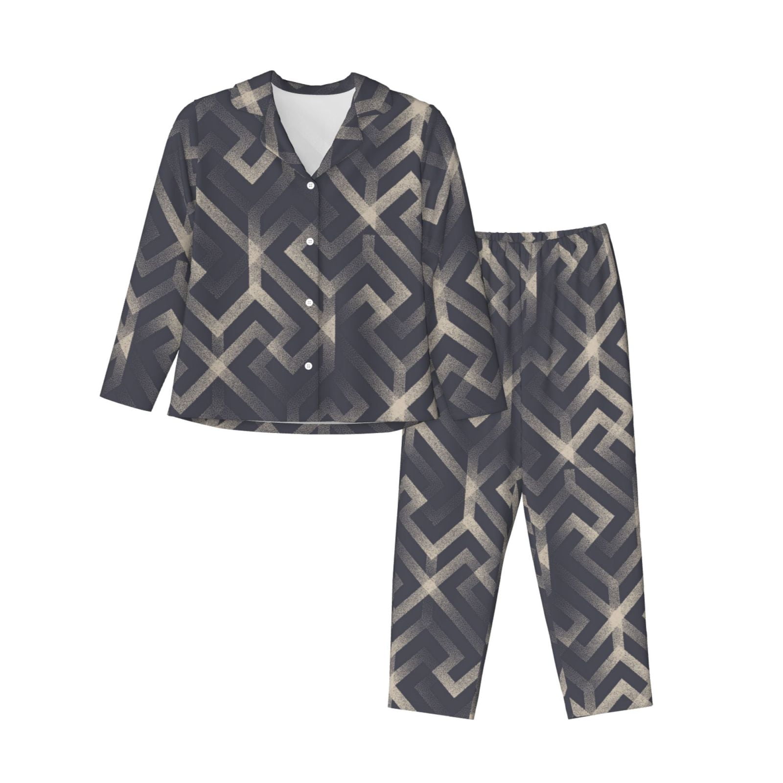 2 Piece Womens Pajama Sets - Geometric Labyrinth Patterns Soft ...