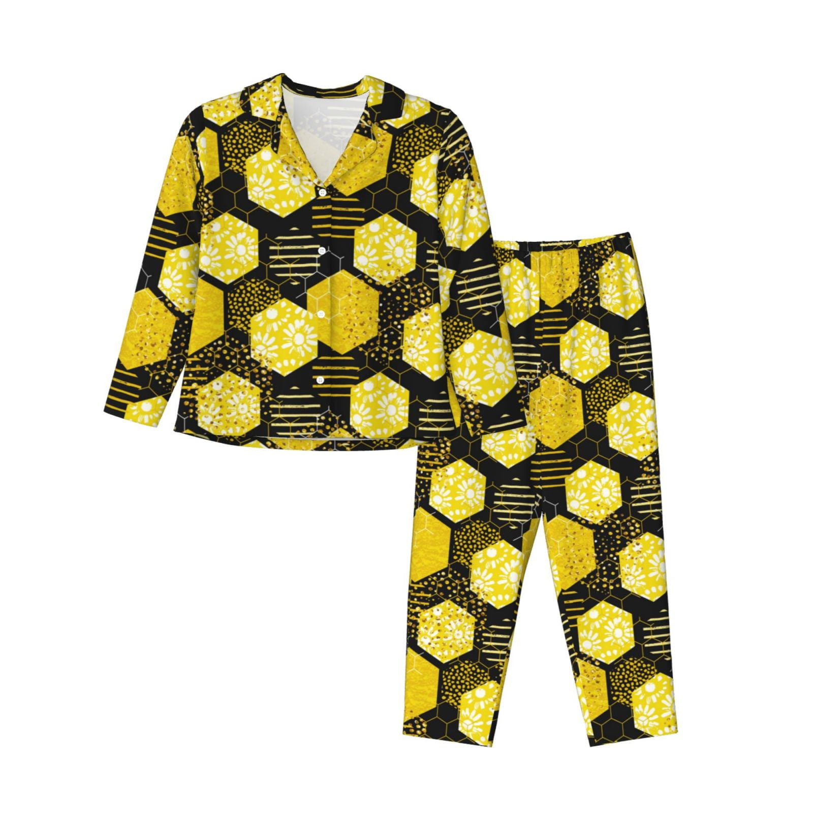 2 Piece Womens Pajama Sets - Geometric Pattern with Bee Soft Sleepwear ...