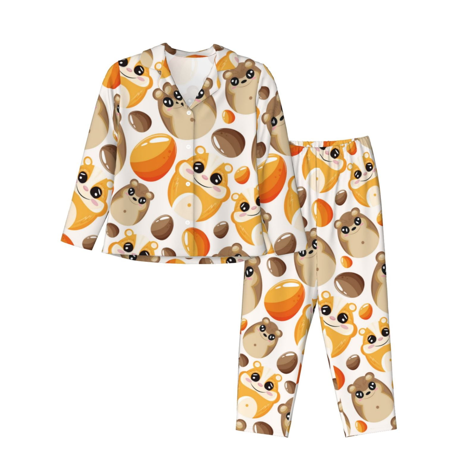 2 Piece Womens Pajama Sets - Glamorous Cute Cartoon Hamster Soft ...