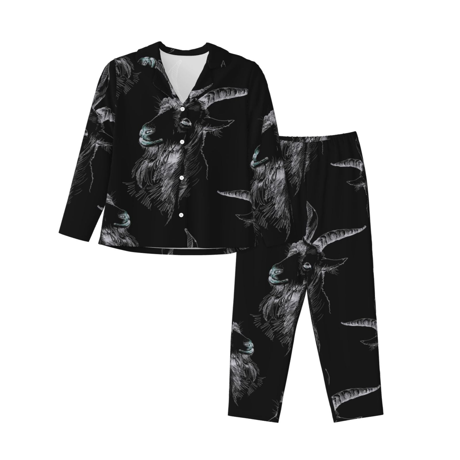 2 Piece Womens Pajama Sets - Goat heads hand drawn black cool Soft ...