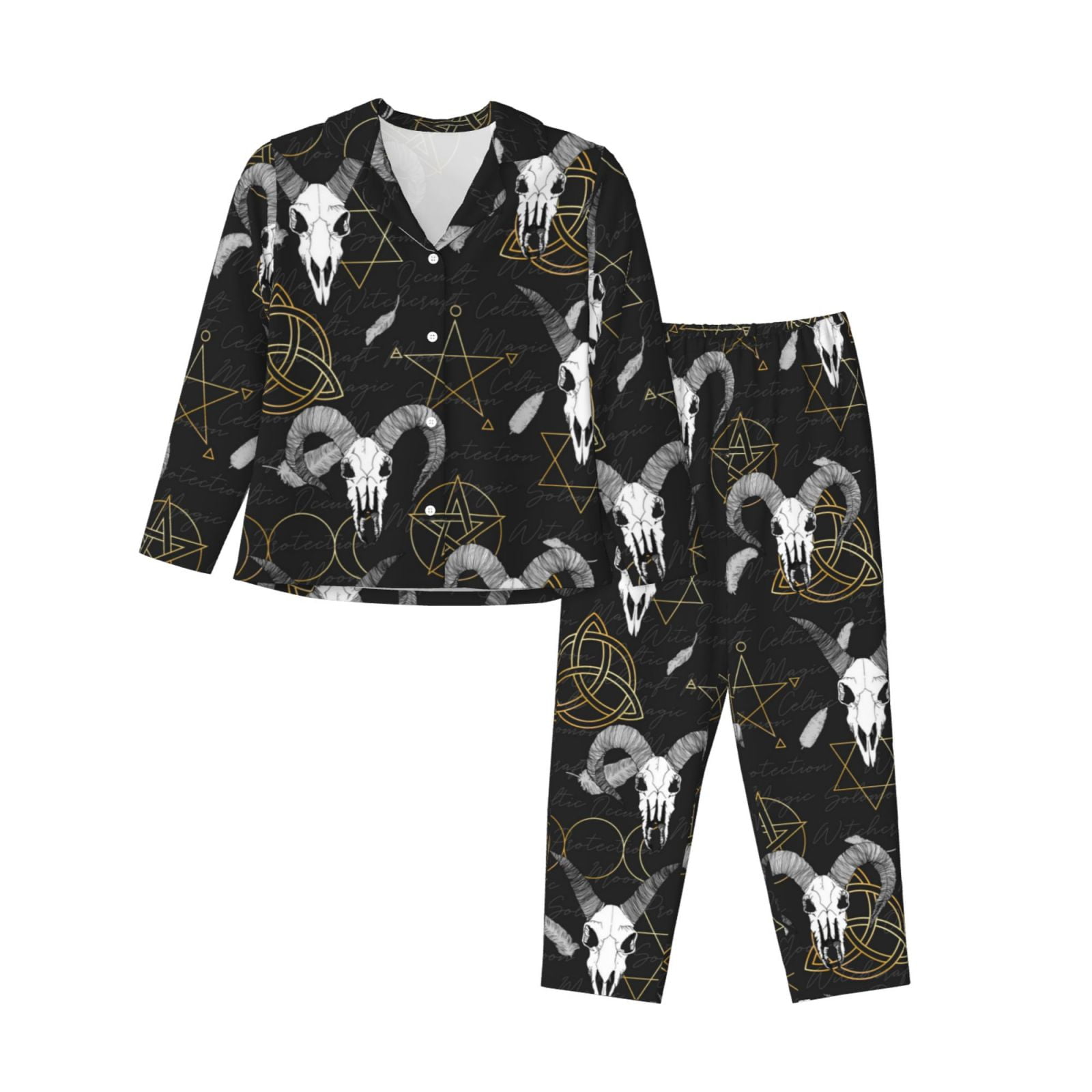 2 Piece Womens Pajama Sets - Gothic Style Cool Goat Skull Soft ...