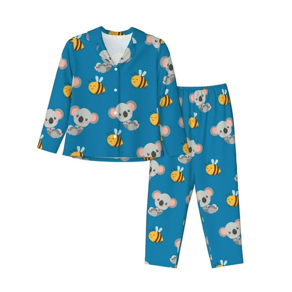 2 Piece Womens Pajama Sets - Gray Koala Yellow Bee Soft Sleepwear Comfy ...