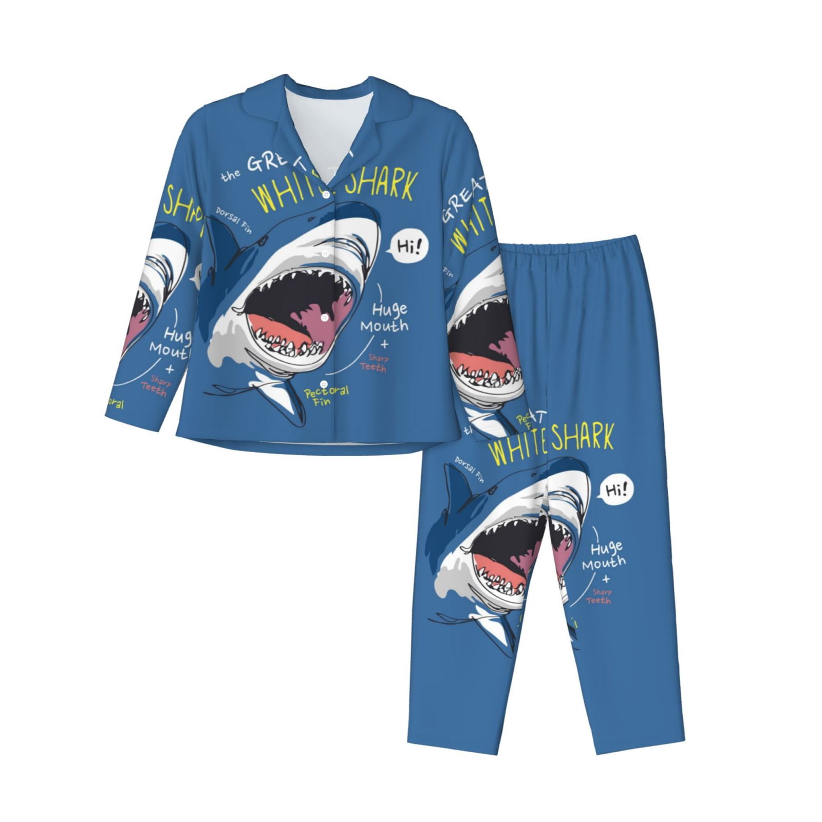 2 Piece Womens Pajama Sets - Great White Shark Soft Sleepwear Comfy ...