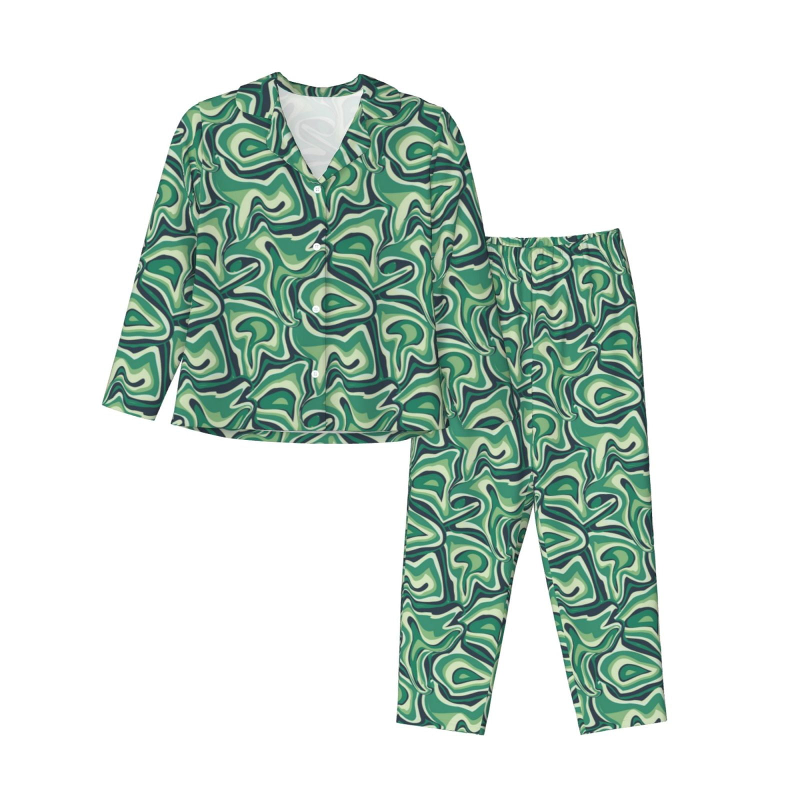 2 Piece Womens Pajama Sets - Green paint spots Soft Sleepwear Comfy ...