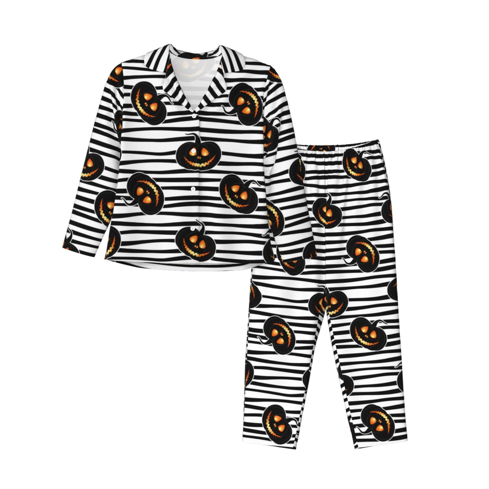 2 Piece Womens Pajama Sets - Haloween Pumpkins Soft Sleepwear Comfy ...