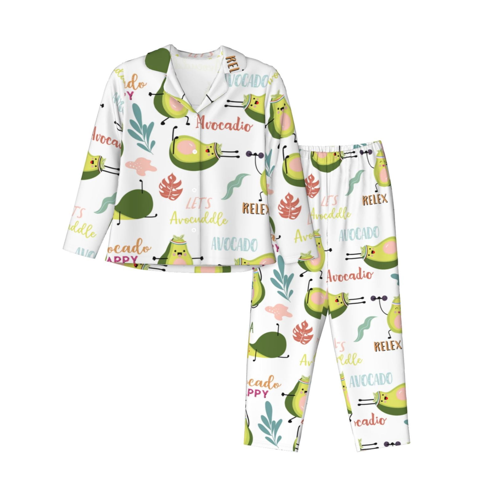 2 Piece Womens Pajama Sets - Happy Avocado Soft Sleepwear Comfy Pajamas ...