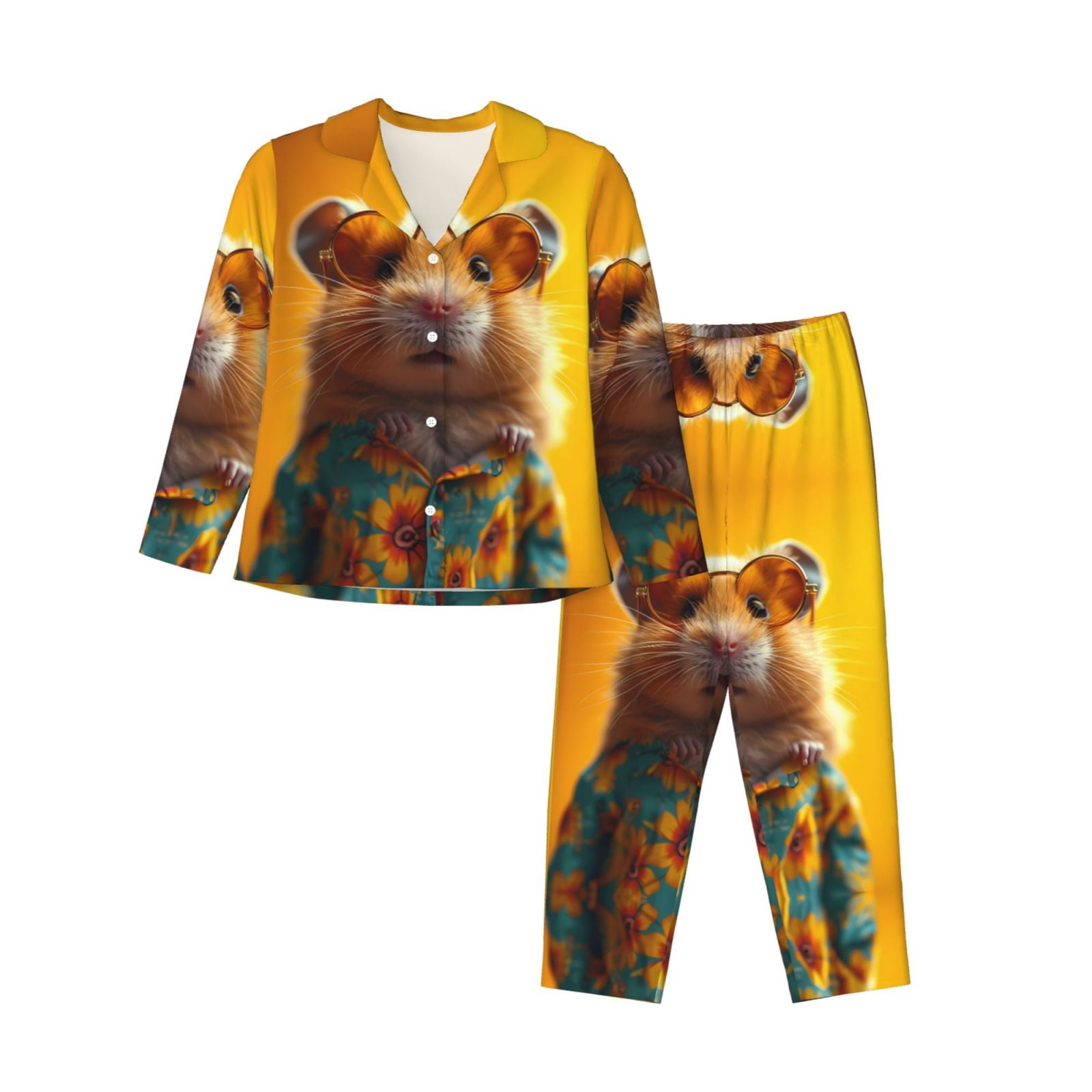 2 Piece Womens Pajama Sets - Hawaiian Style Guinea Pig Soft Sleepwear ...