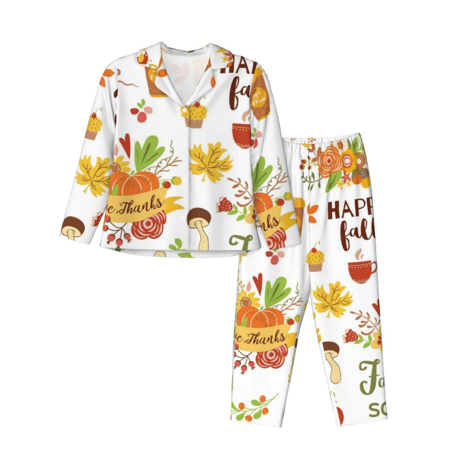 2 Piece Womens Pajama Sets - Hello Fall Autumn Is Here Soft Sleepwear ...
