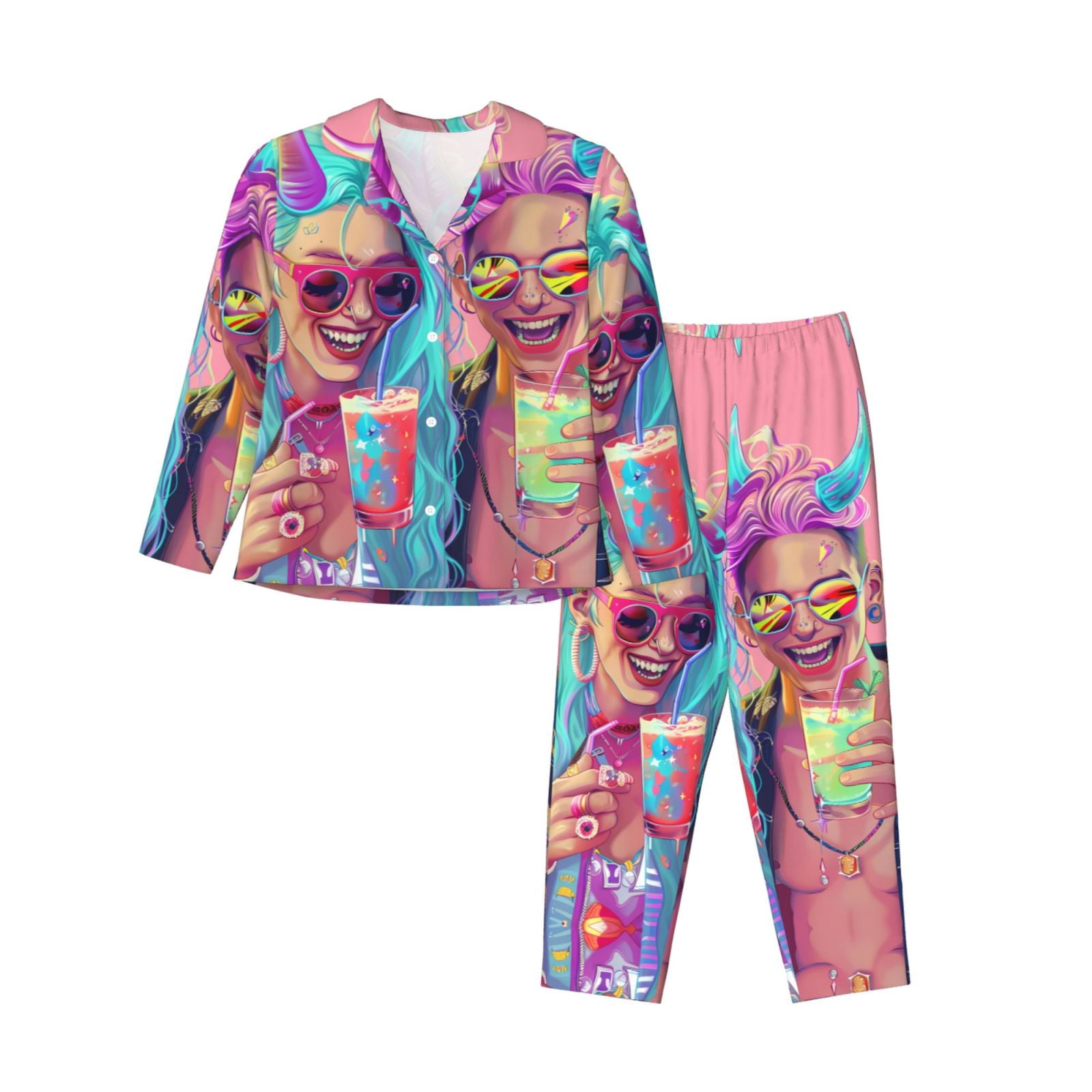 2 Piece Womens Pajama Sets - Hip Hop People No.108 Soft Sleepwear Comfy ...