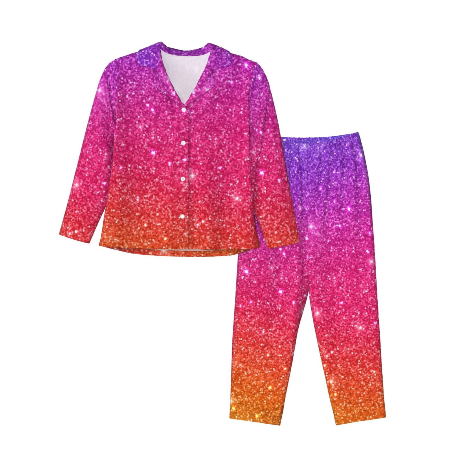 2 Piece Womens Pajama Sets - Holiday Shiny Soft Sleepwear Comfy Pajamas ...