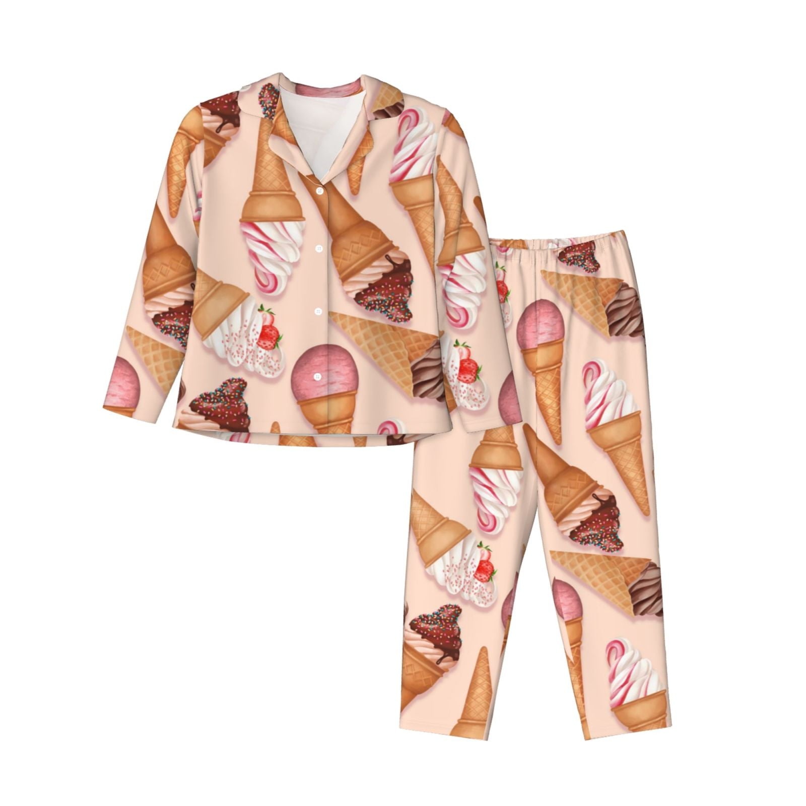 2 Piece Womens Pajama Sets - Ice Cream No.J9012 Soft Sleepwear Comfy Pajamas Ladies Pj Lounge ...