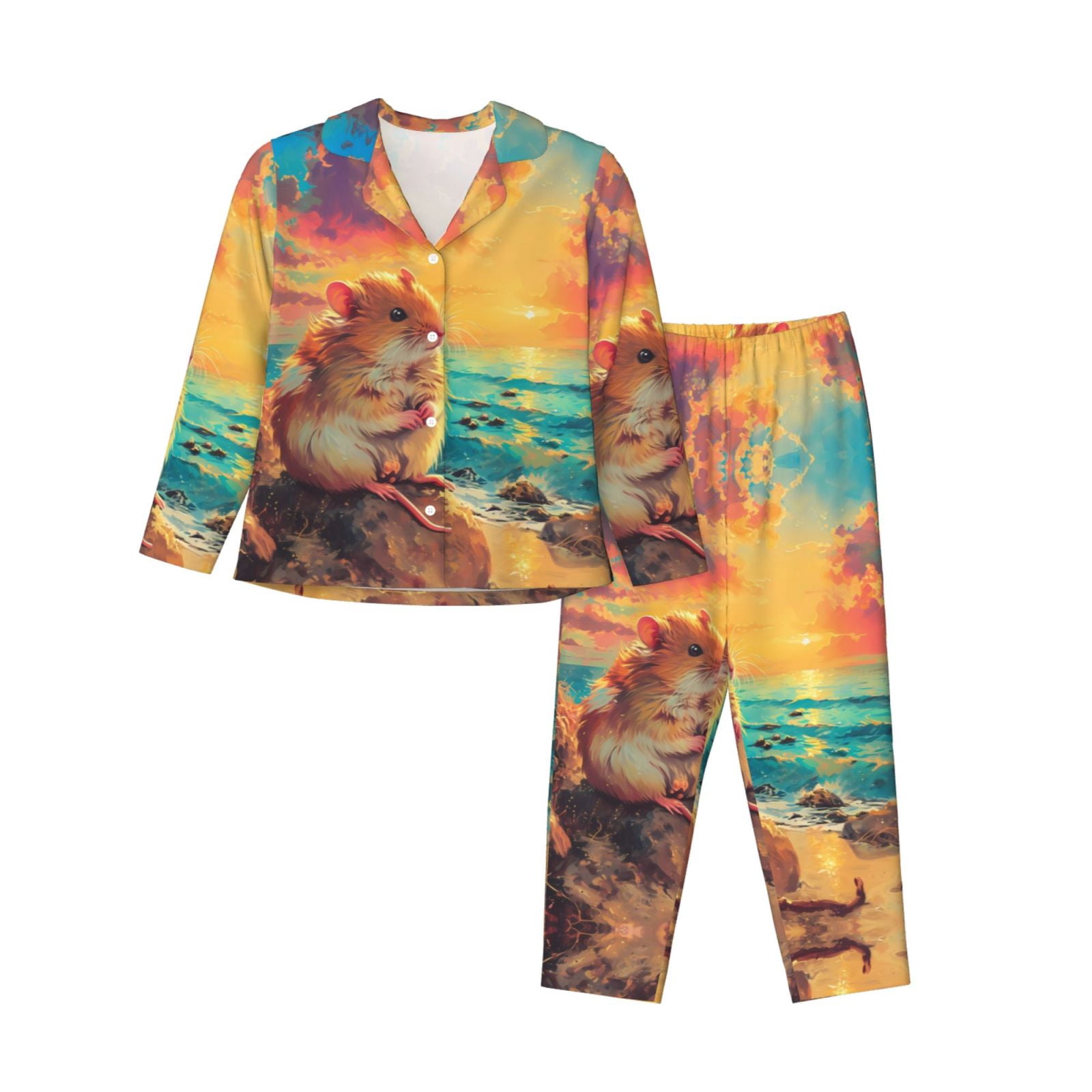 2 Piece Womens Pajama Sets - Island Beach Guinea Pig Soft Sleepwear ...