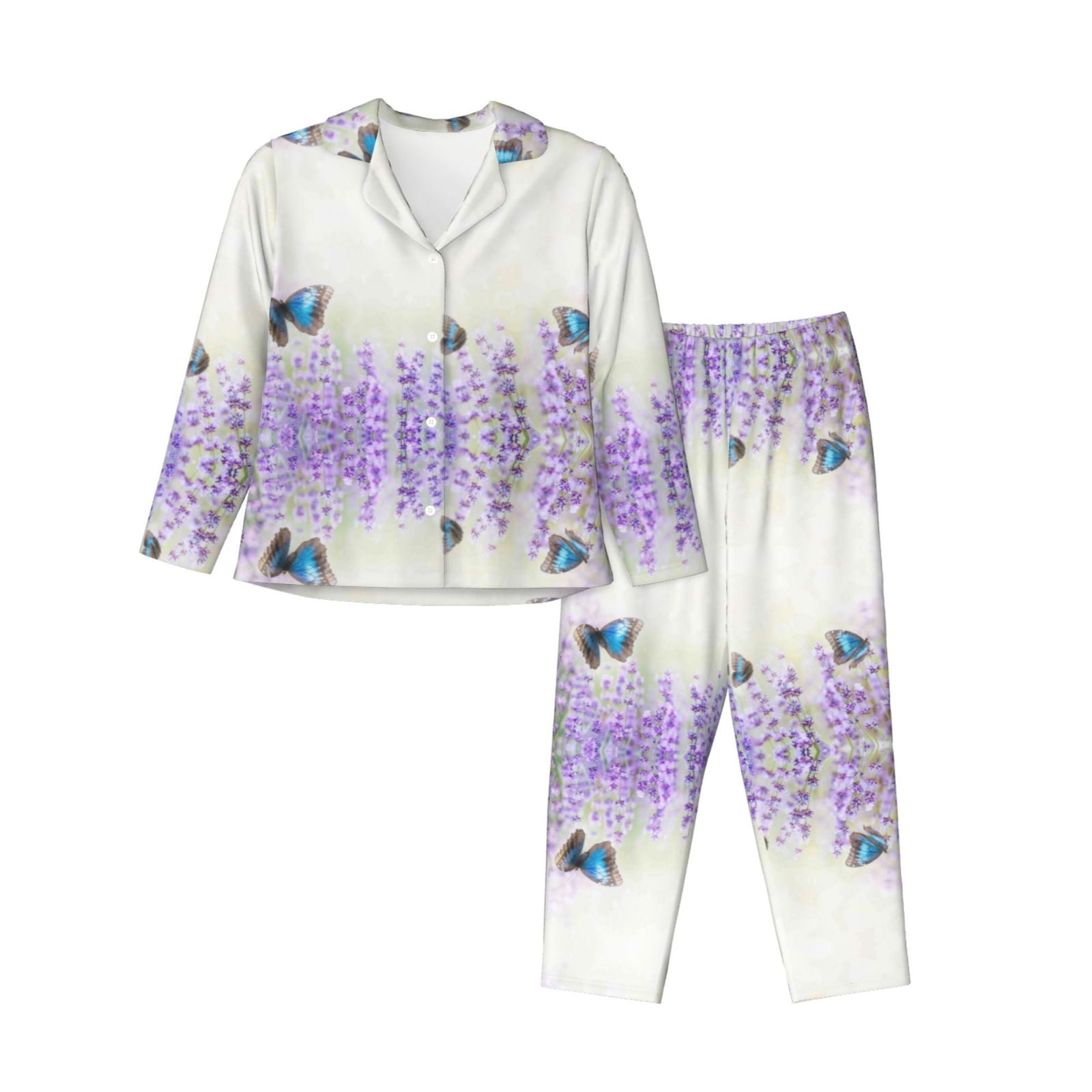 2 Piece Womens Pajama Sets - Lavender and Butterfly Soft Sleepwear ...