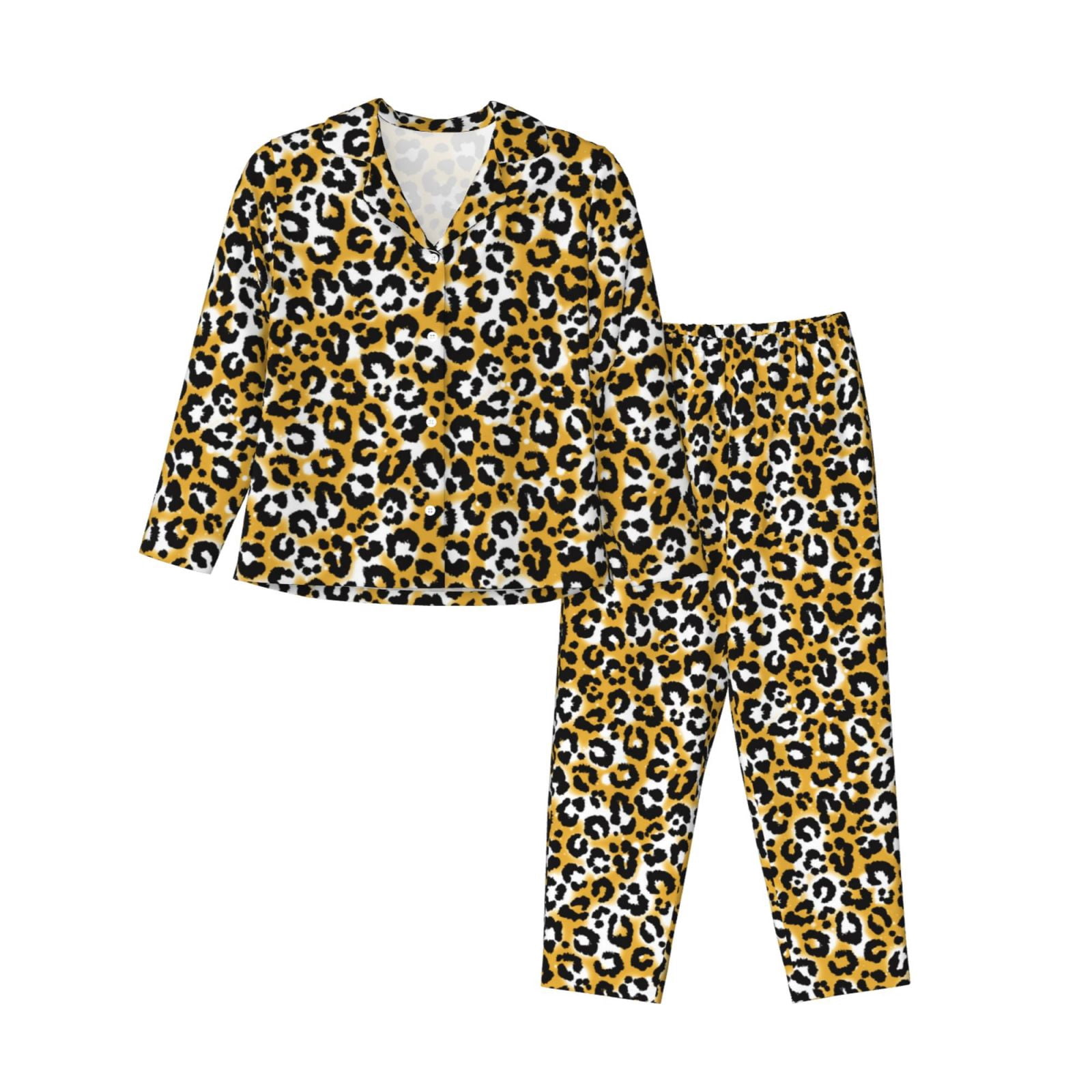 2 Piece Womens Pajama Sets - Leopard print A0 Soft Sleepwear Comfy ...