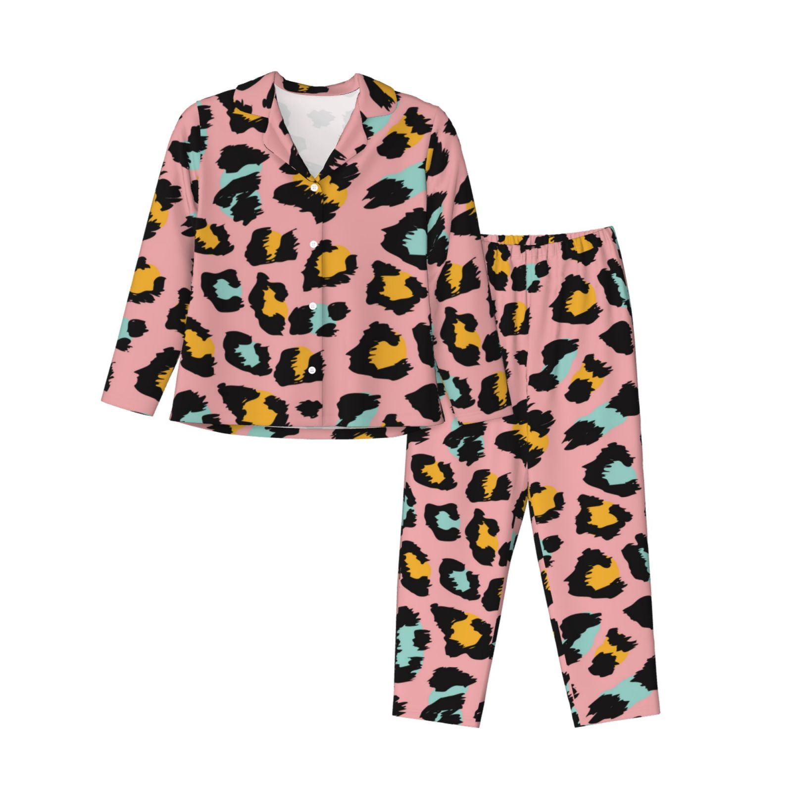 2 Piece Womens Pajama Sets - Leopard print B Soft Sleepwear Comfy ...