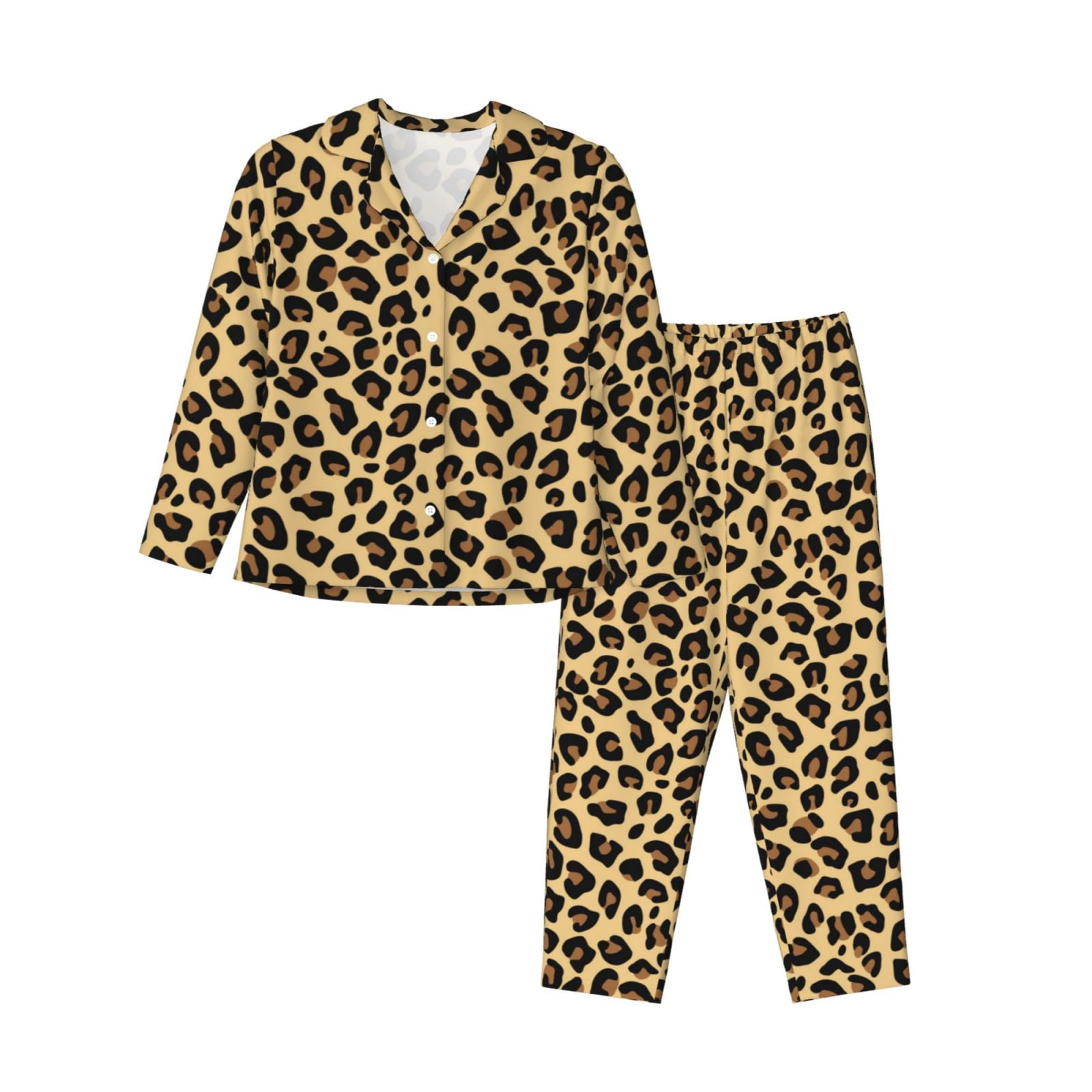 2 Piece Womens Pajama Sets - Leopard print trendy cool Soft Sleepwear ...