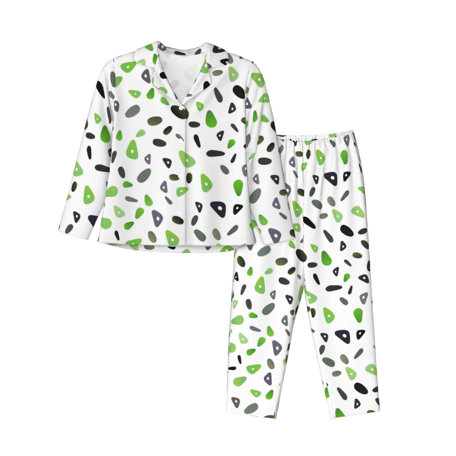 2 Piece Womens Pajama Sets - Light Green circles print Soft Sleepwear ...