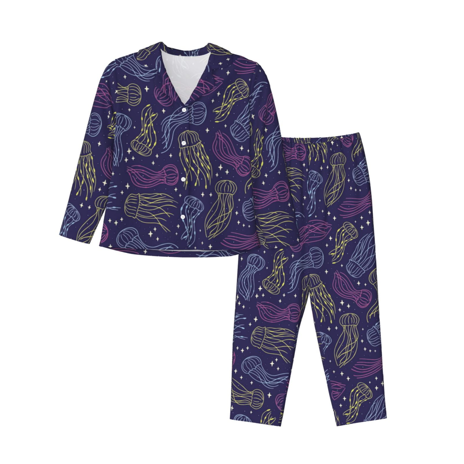 2 Piece Womens Pajama Sets - Line Jellyfish Soft Sleepwear Comfy ...