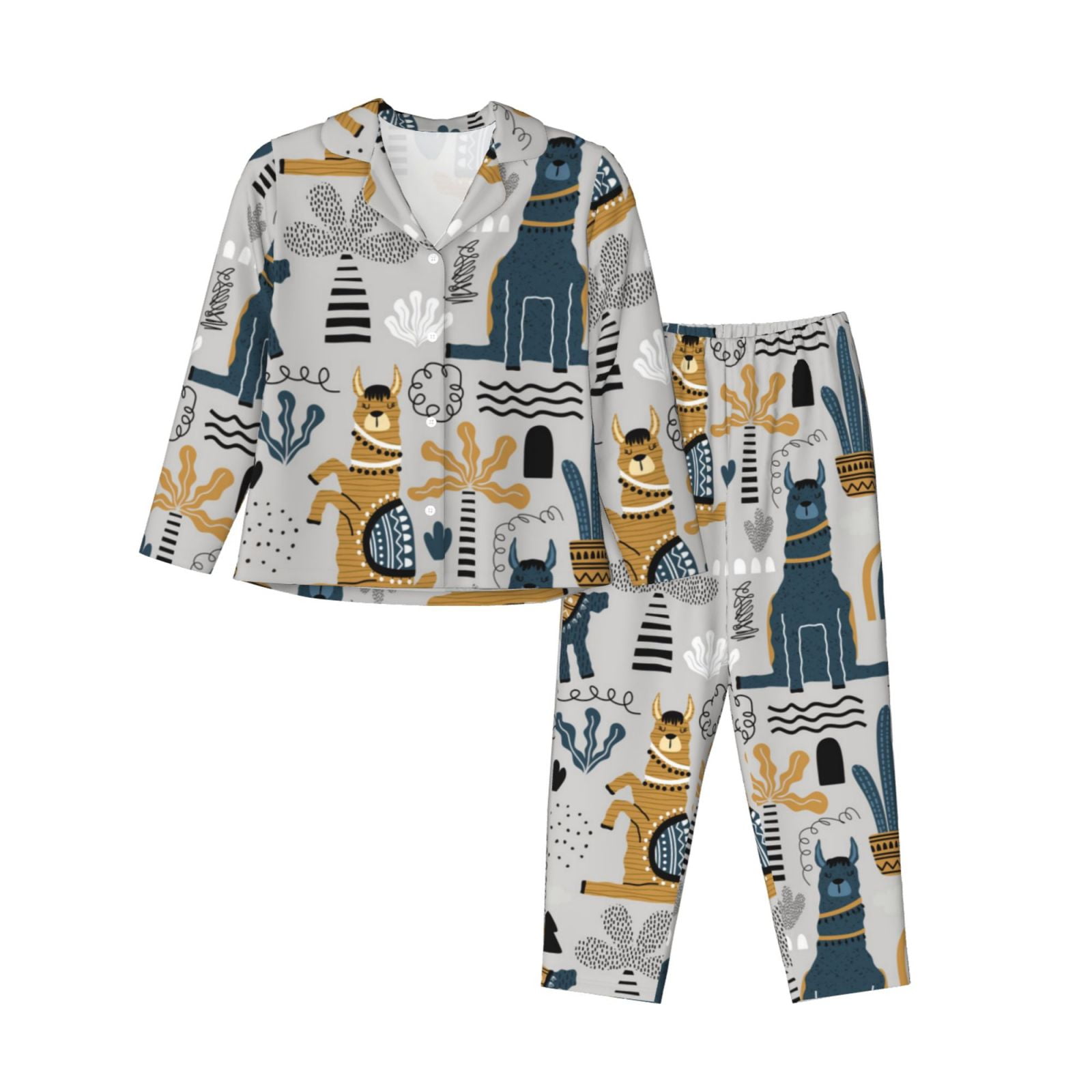 2 Piece Womens Pajama Sets - Llama and Cactus1 Soft Sleepwear Comfy ...