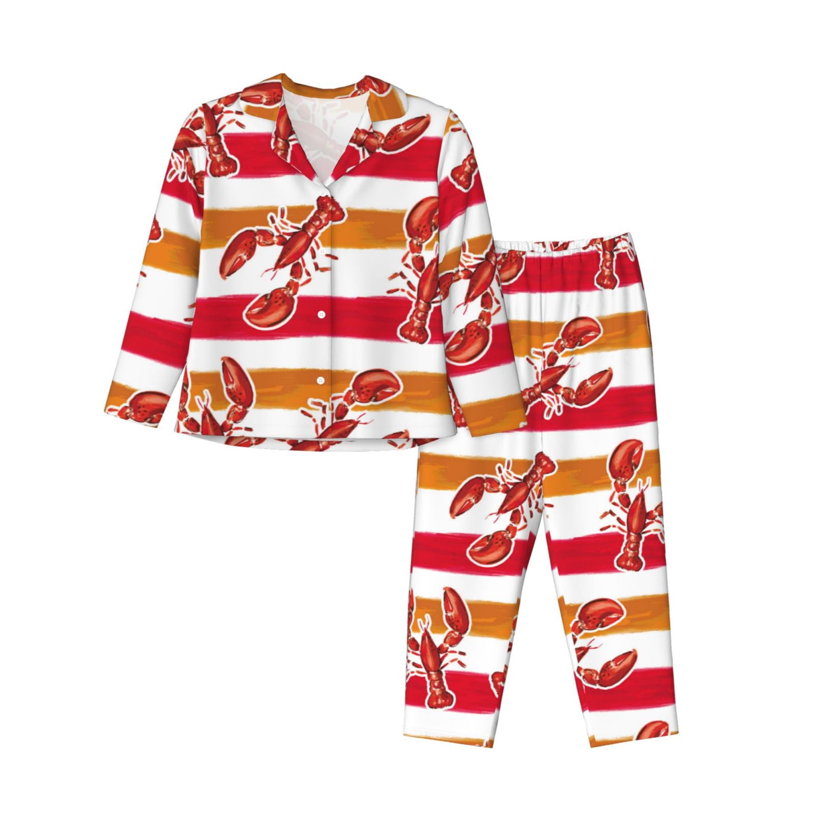 2 Piece Womens Pajama Sets - Lobster Stripes Soft Sleepwear Comfy ...
