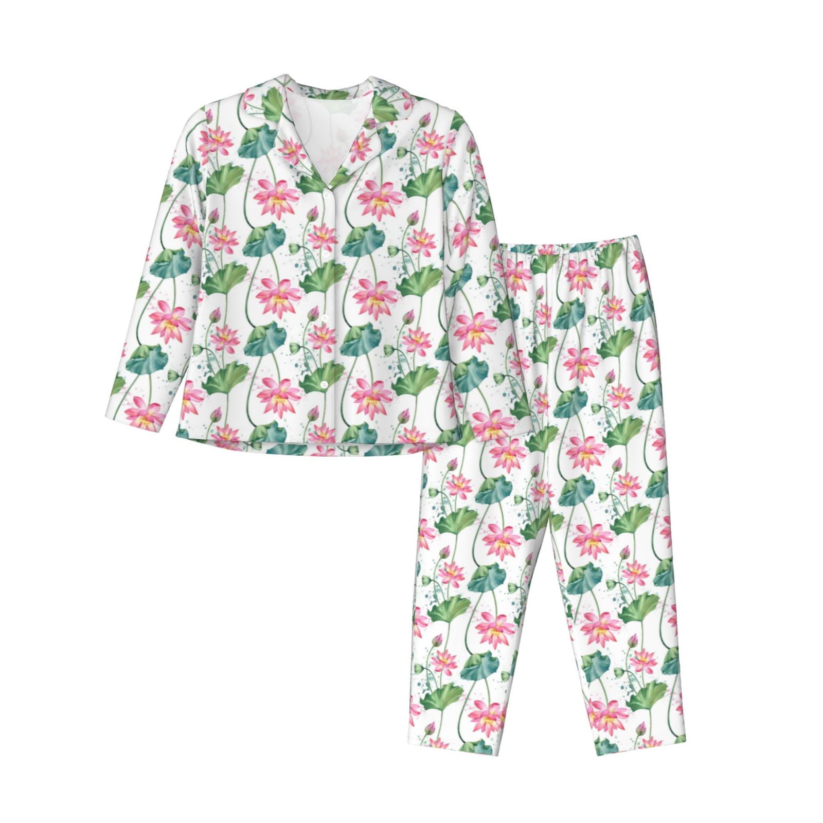 2 Piece Womens Pajama Sets - Lotus Flower Soft Sleepwear Comfy Pajamas ...