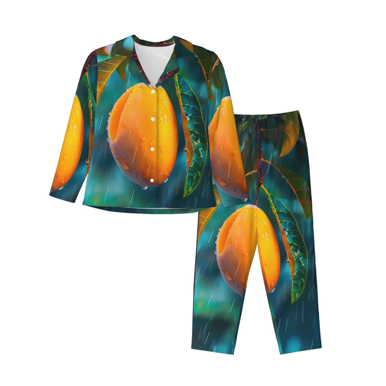 2 Piece Womens Pajama Sets - Mango In The Rain Soft Sleepwear Comfy ...