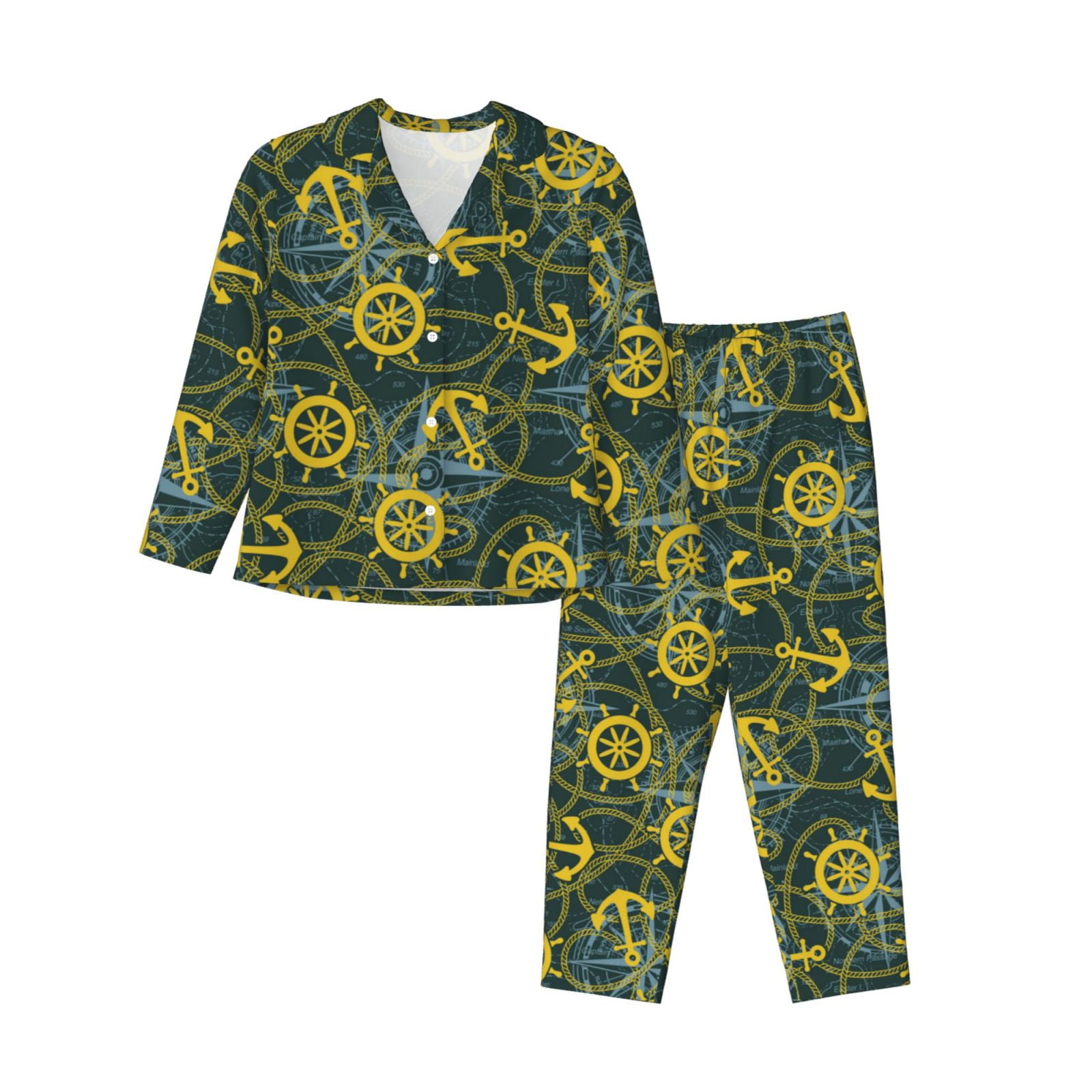 2 Piece Womens Pajama Sets - Marine Anchors And Compass Soft Sleepwear ...