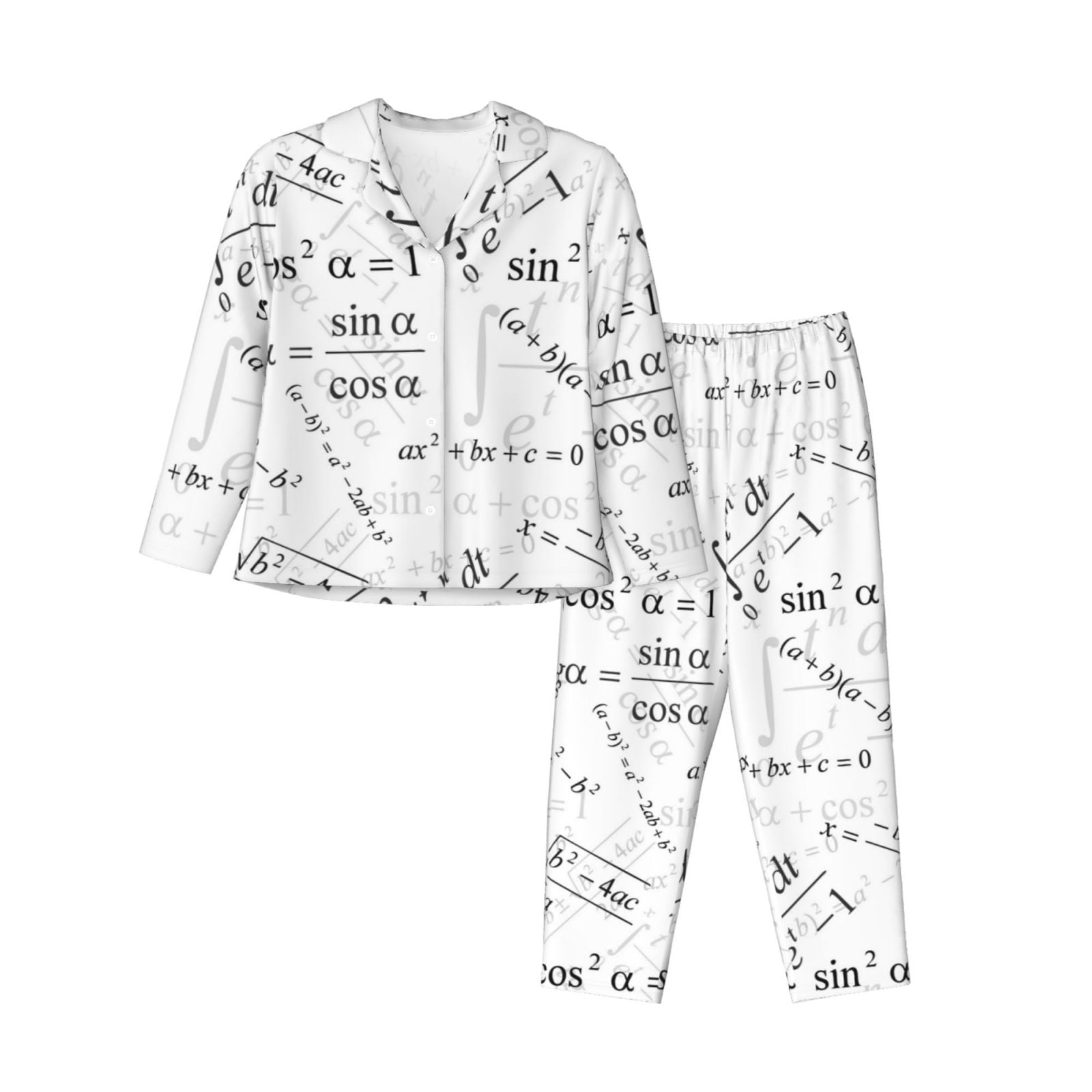 2 Piece Womens Pajama Sets - Math Print formula Soft Sleepwear Comfy ...