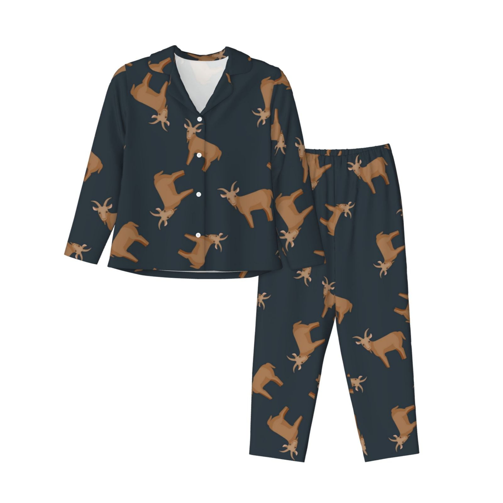 2 Piece Womens Pajama Sets - Minimalist Cute Goat Cartoon Soft ...