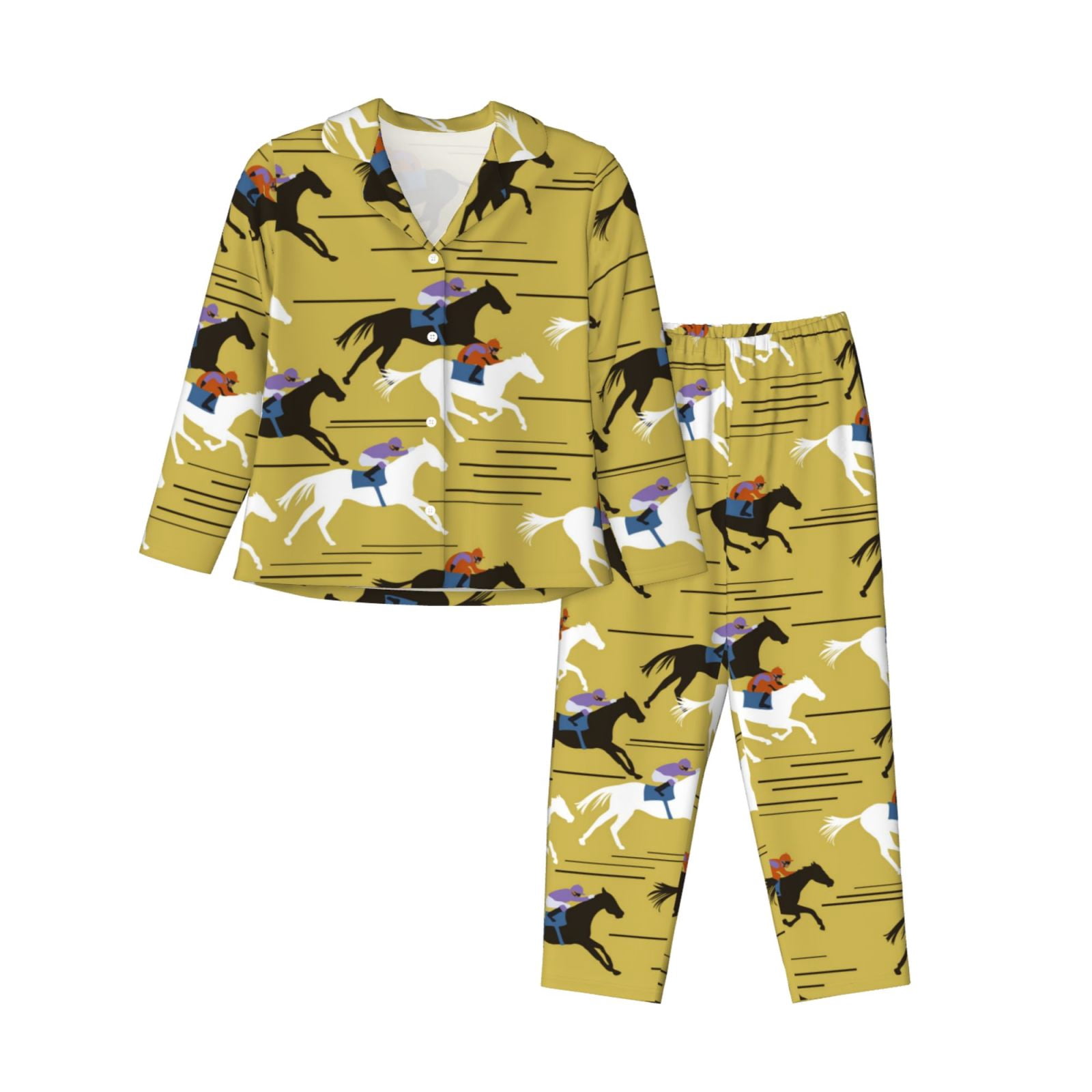 2 Piece Womens Pajama Sets - Minimalist Painted Knight Horse Soft ...