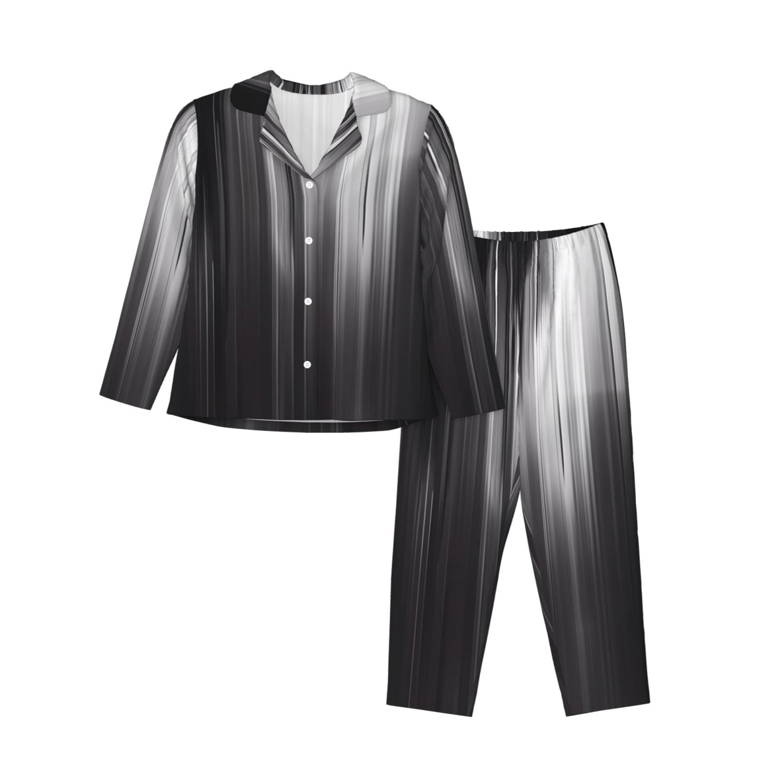 2 Piece Womens Pajama Sets - Monochrome Abstract Lines Soft Sleepwear ...