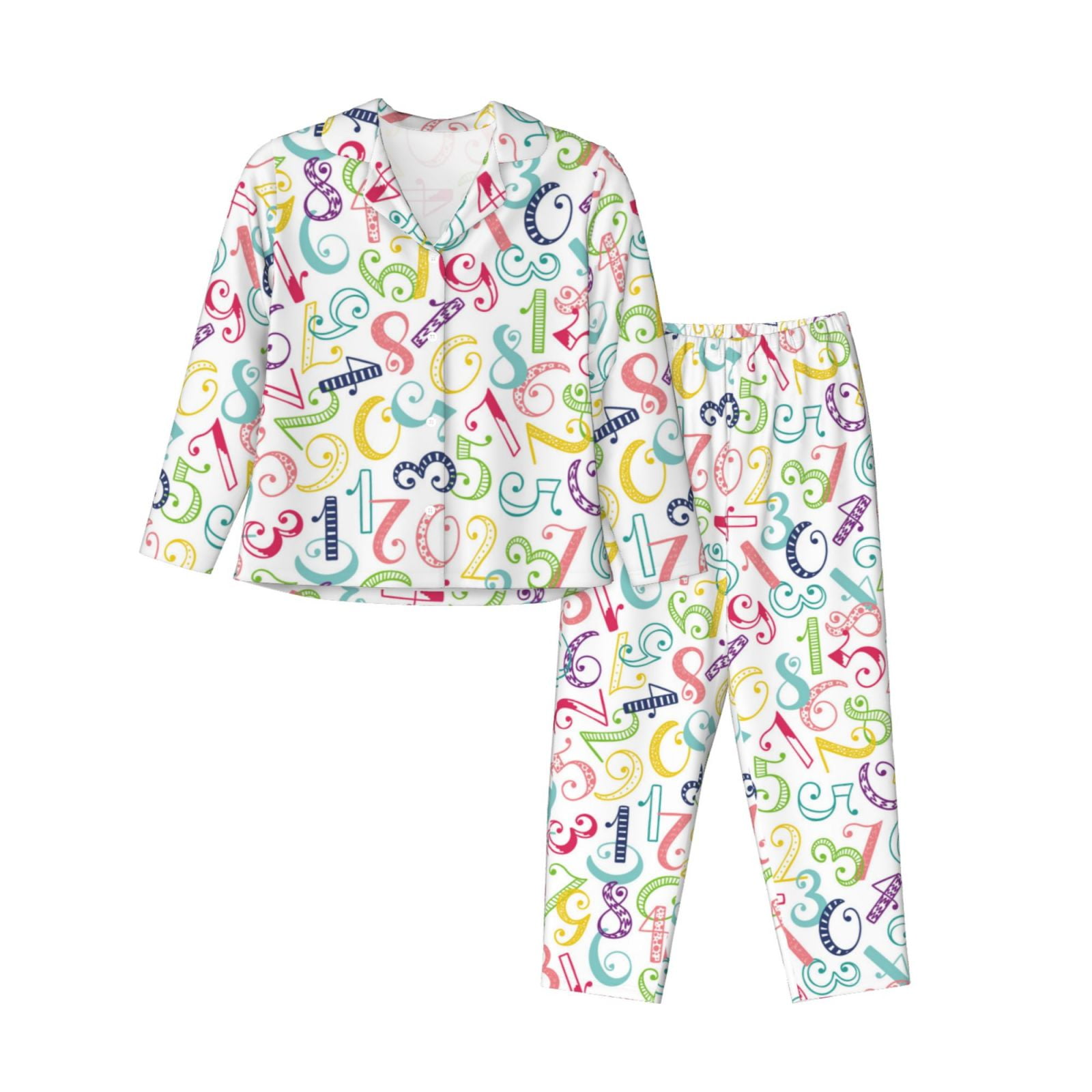 2 Piece Womens Pajama Sets - Numbers math color Soft Sleepwear Comfy ...