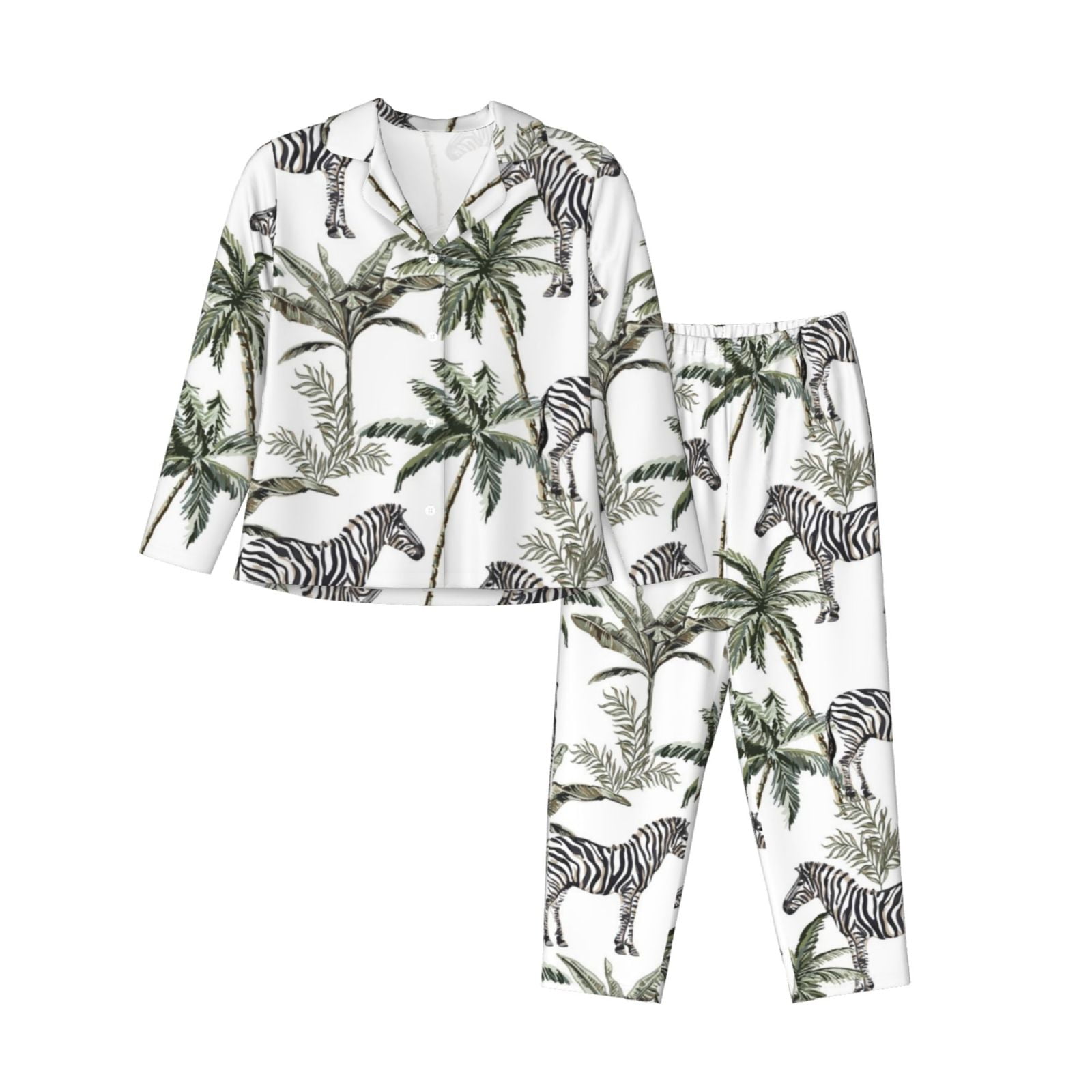 2 Piece Womens Pajama Sets - Palm Trees Zebra Soft Sleepwear Comfy ...