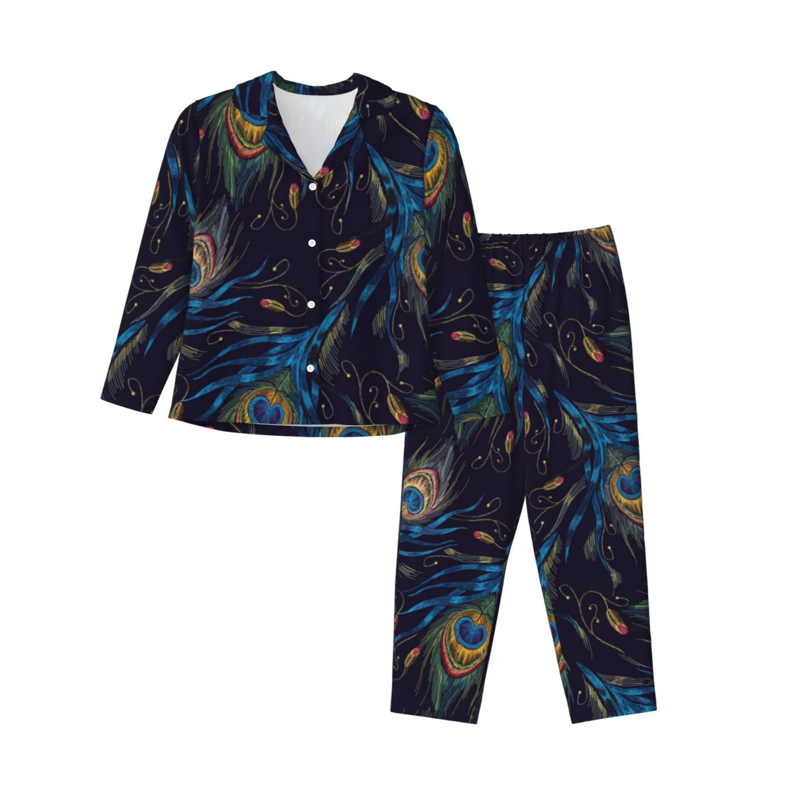 2 Piece Womens Pajama Sets - Peacock Feathers Soft Sleepwear Comfy ...