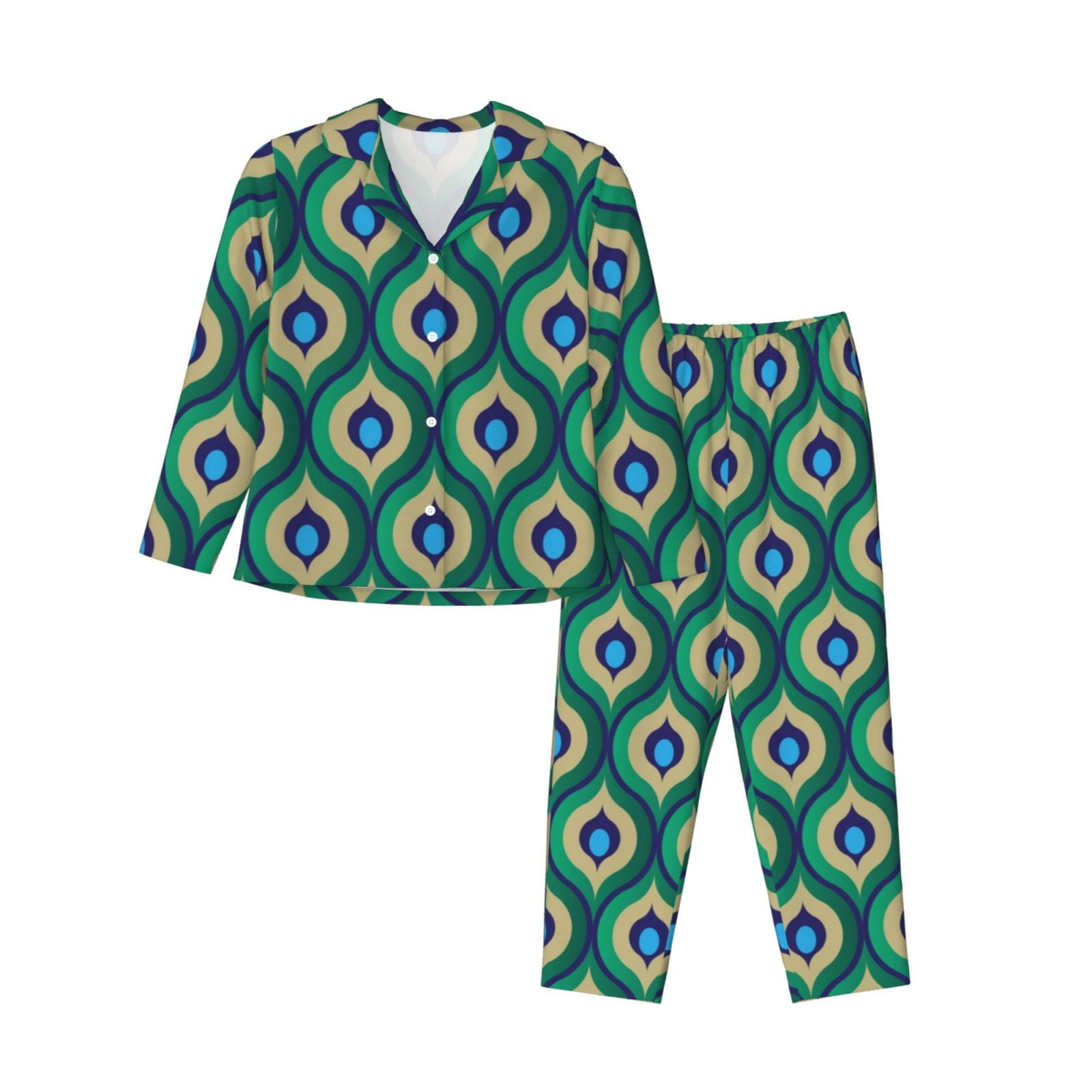 2 Piece Womens Pajama Sets - Peacock'S Tail Soft Sleepwear Comfy ...