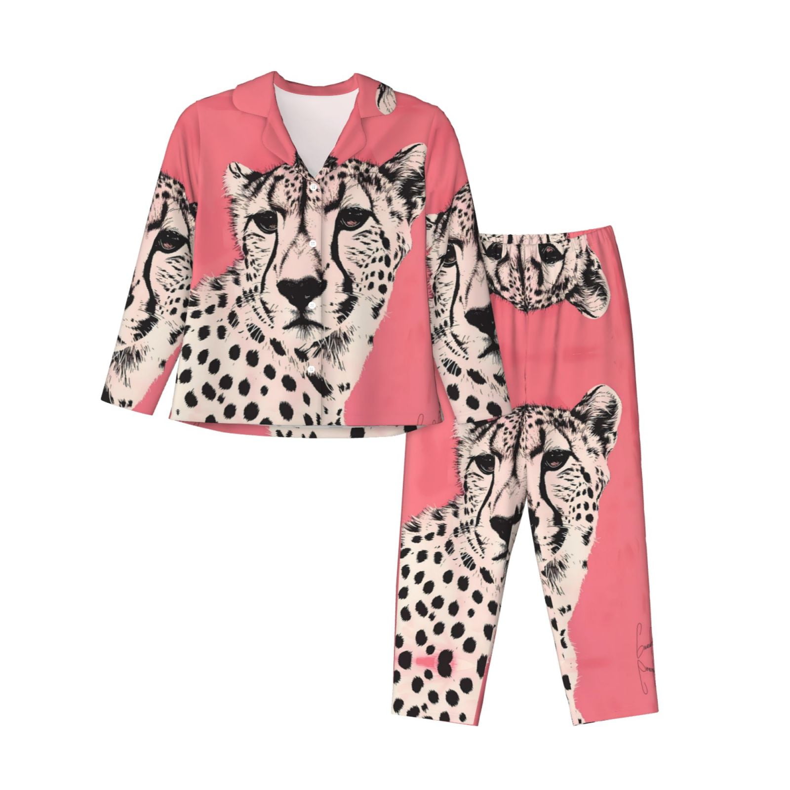 2 Piece Womens Pajama Sets - Pink Cheetah Art Soft Sleepwear Comfy ...