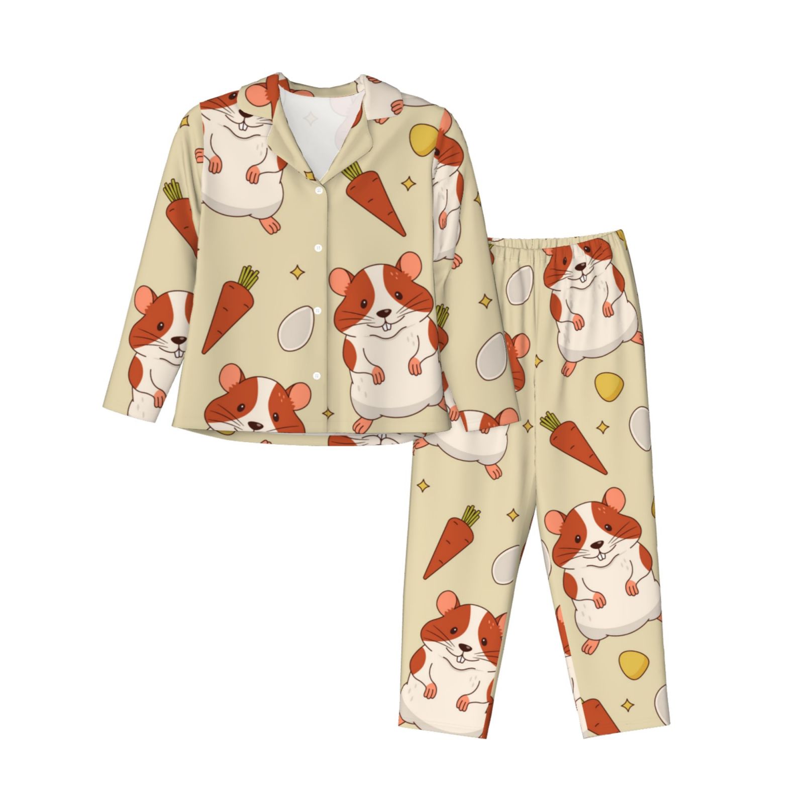 2 Piece Womens Pajama Sets - Radish Cartoon Cute Hamster Soft Sleepwear ...