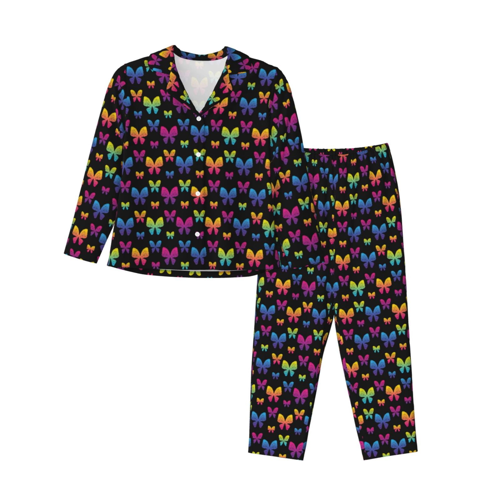 2 Piece Womens Pajama Sets - Rainbow Butterfly Soft Sleepwear Comfy ...