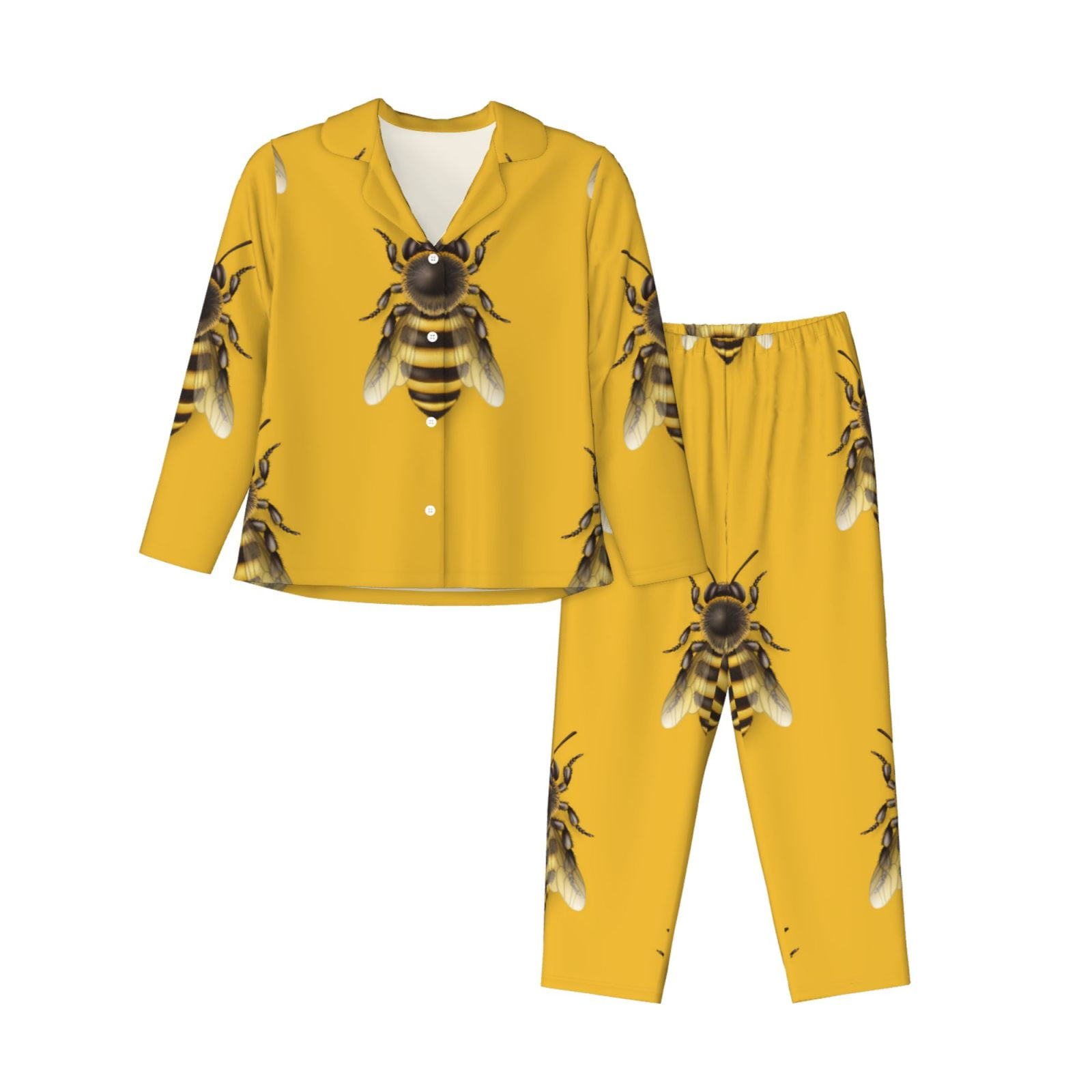 2 Piece Womens Pajama Sets - Realistic Bee cute cool yellow Soft ...