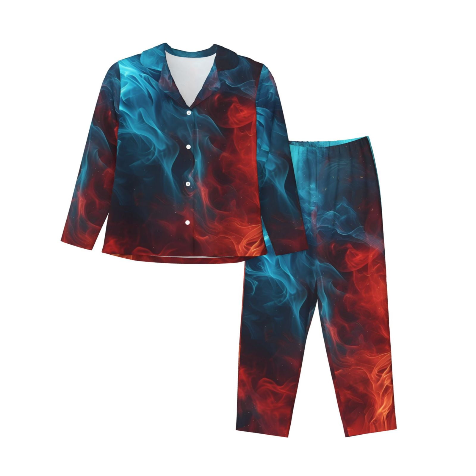 2 Piece Womens Pajama Sets - Red and Blue Fire Soft Sleepwear Comfy ...