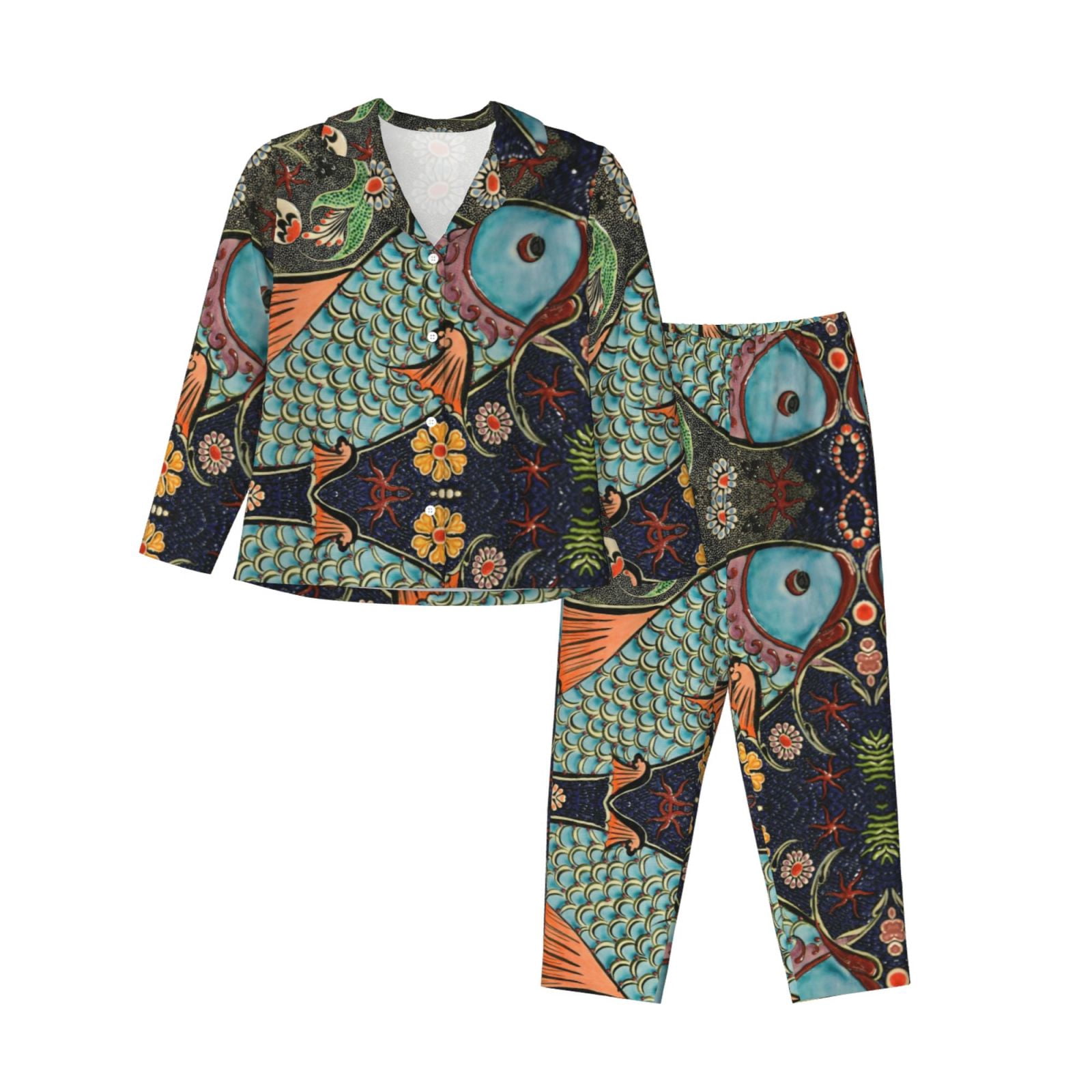 2 Piece Womens Pajama Sets - Rich Fish Soft Sleepwear Comfy Pajamas ...