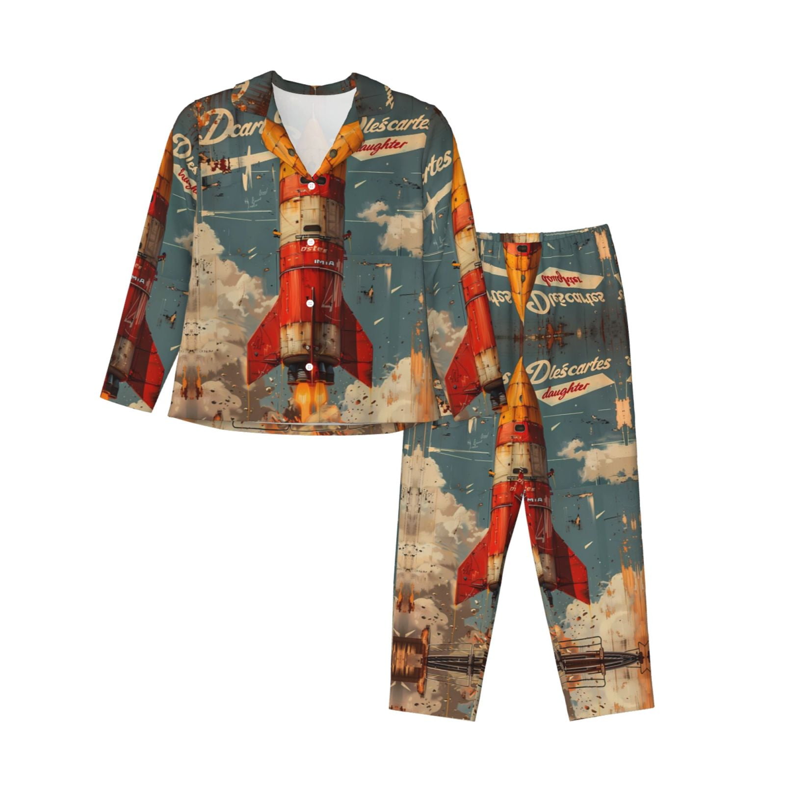 2 Piece Womens Pajama Sets - Rusty Rocket Launch Soft Sleepwear Comfy ...