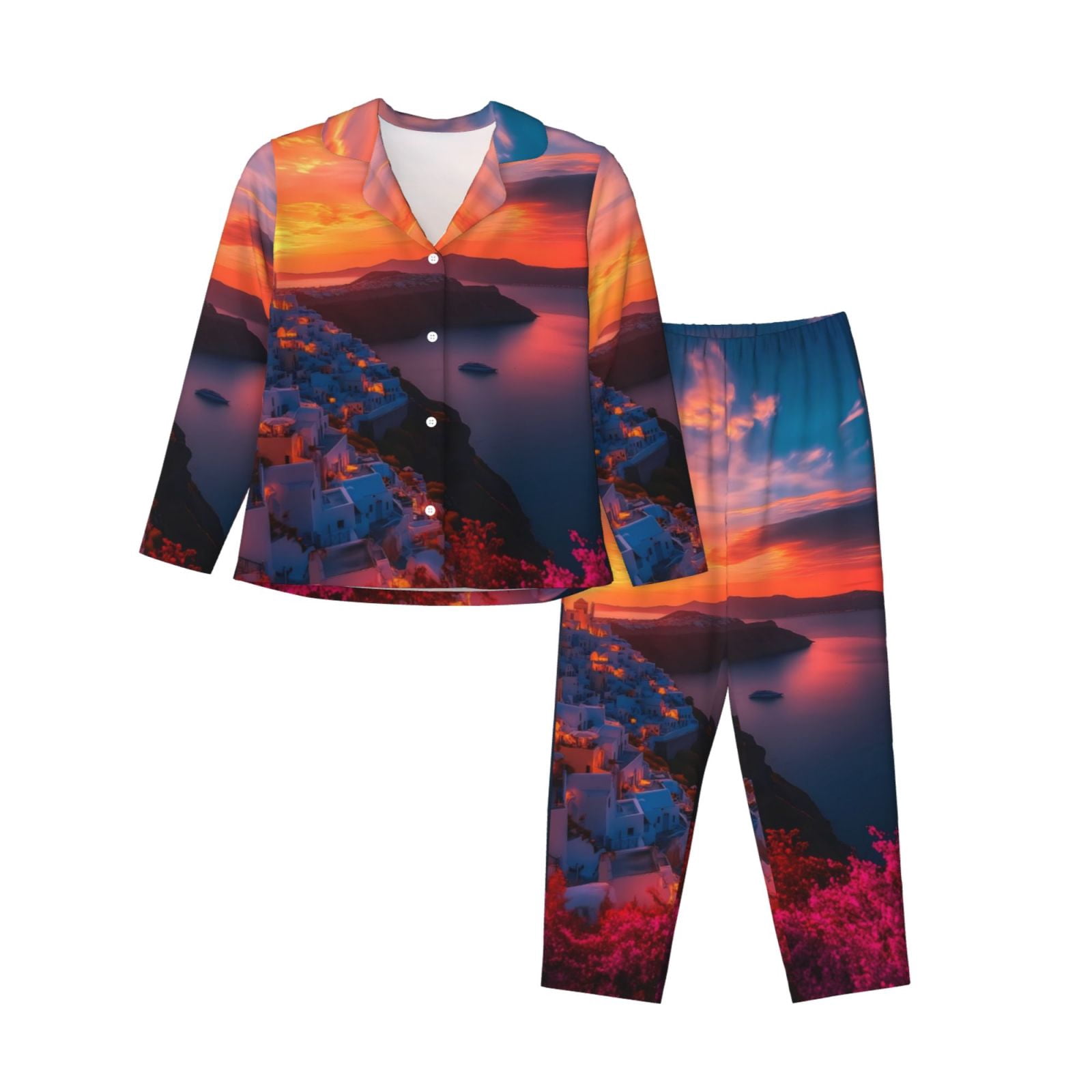 2 Piece Womens Pajama Sets - Santorini Sunset Bliss Soft Sleepwear ...