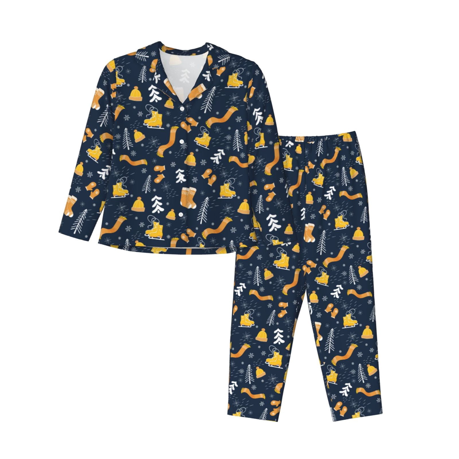 2 Piece Womens Pajama Sets - Scarf Ski Shoes sock Soft Sleepwear Comfy ...
