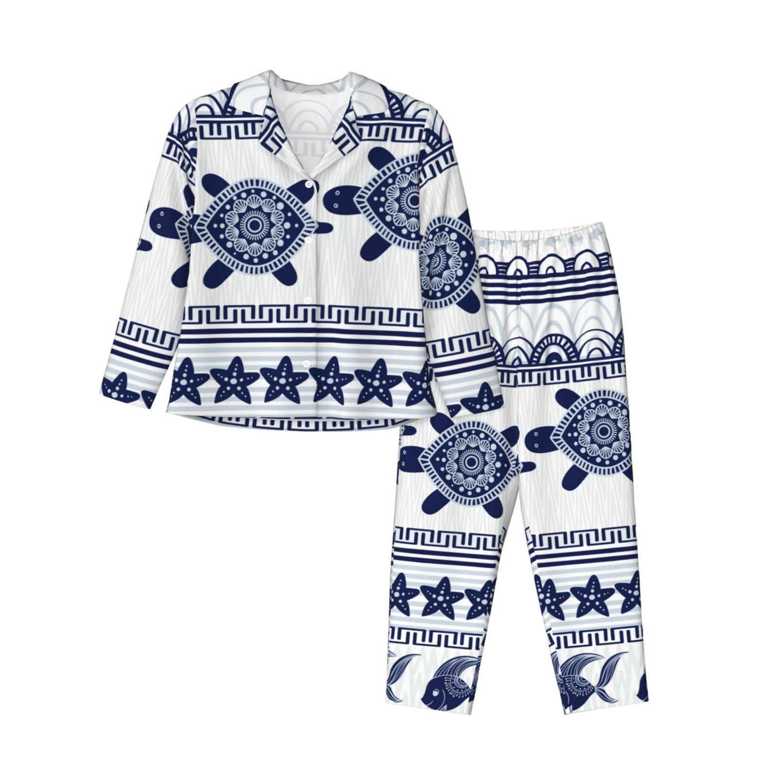2 Piece Womens Pajama Sets - Sea Underwater Turtles Soft Sleepwear ...