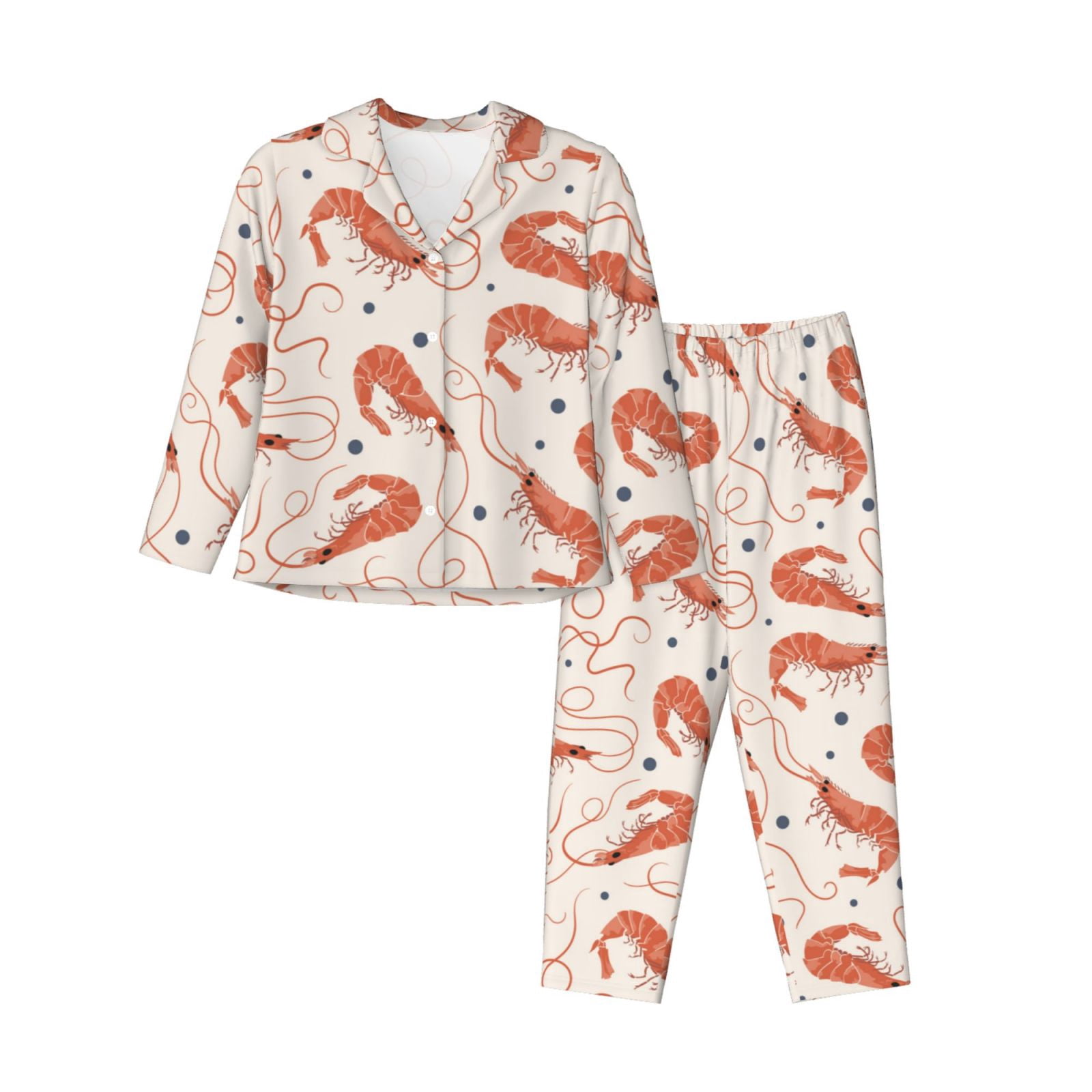 2 Piece Womens Pajama Sets - Shrimp No.9032 Soft Sleepwear Comfy ...