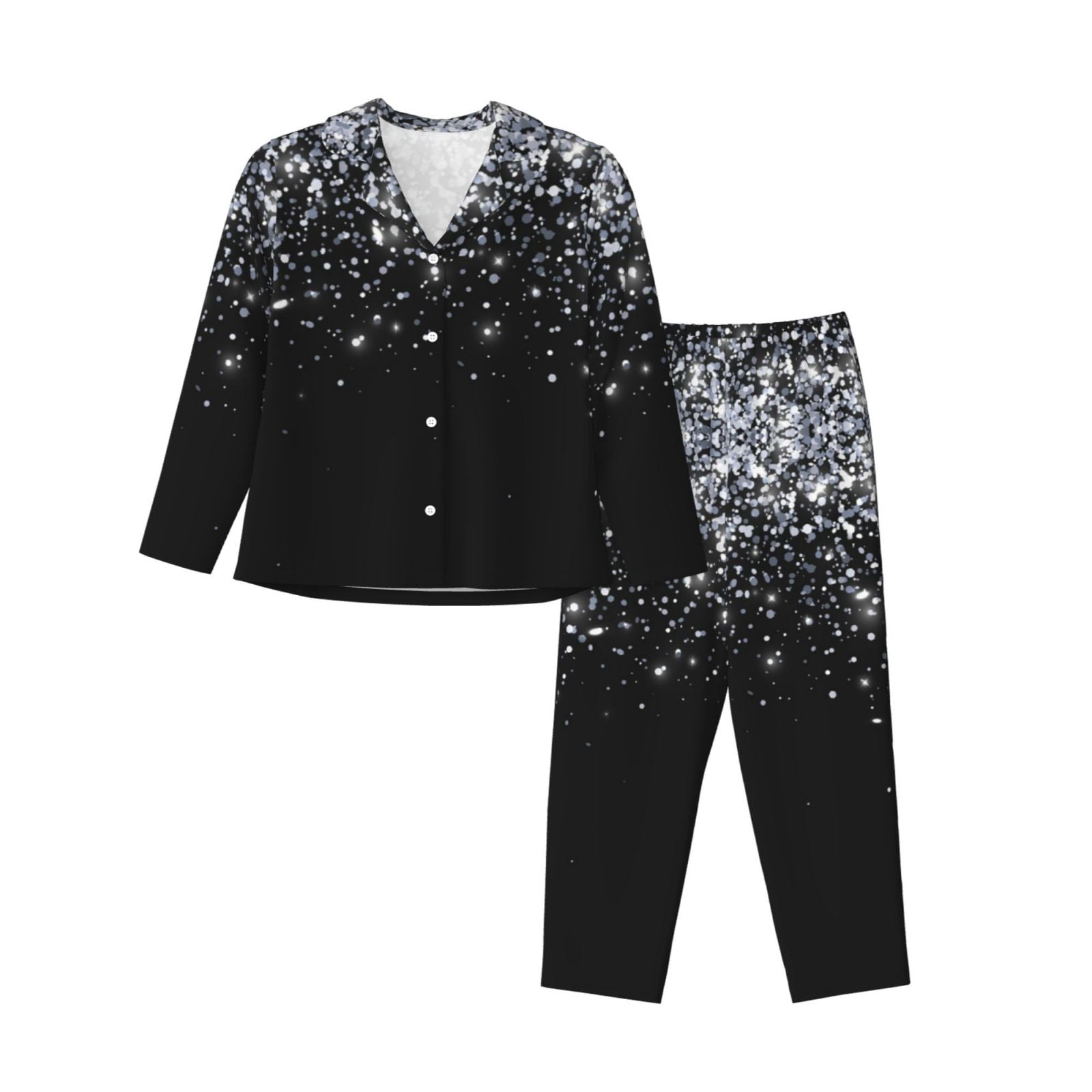 2 Piece Womens Pajama Sets - Silver Glitter1 Soft Sleepwear Comfy ...